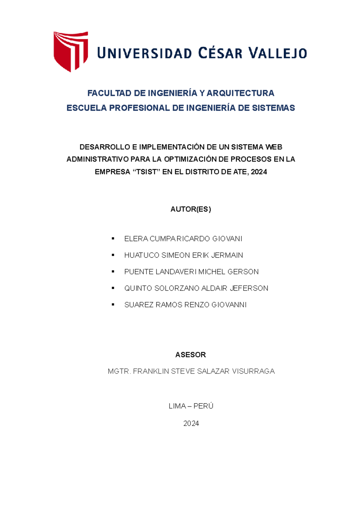 Arquitectura Proyecto - FACULTAD DE INGENIERÍA Y ARQUITECTURA ESCUELA ...