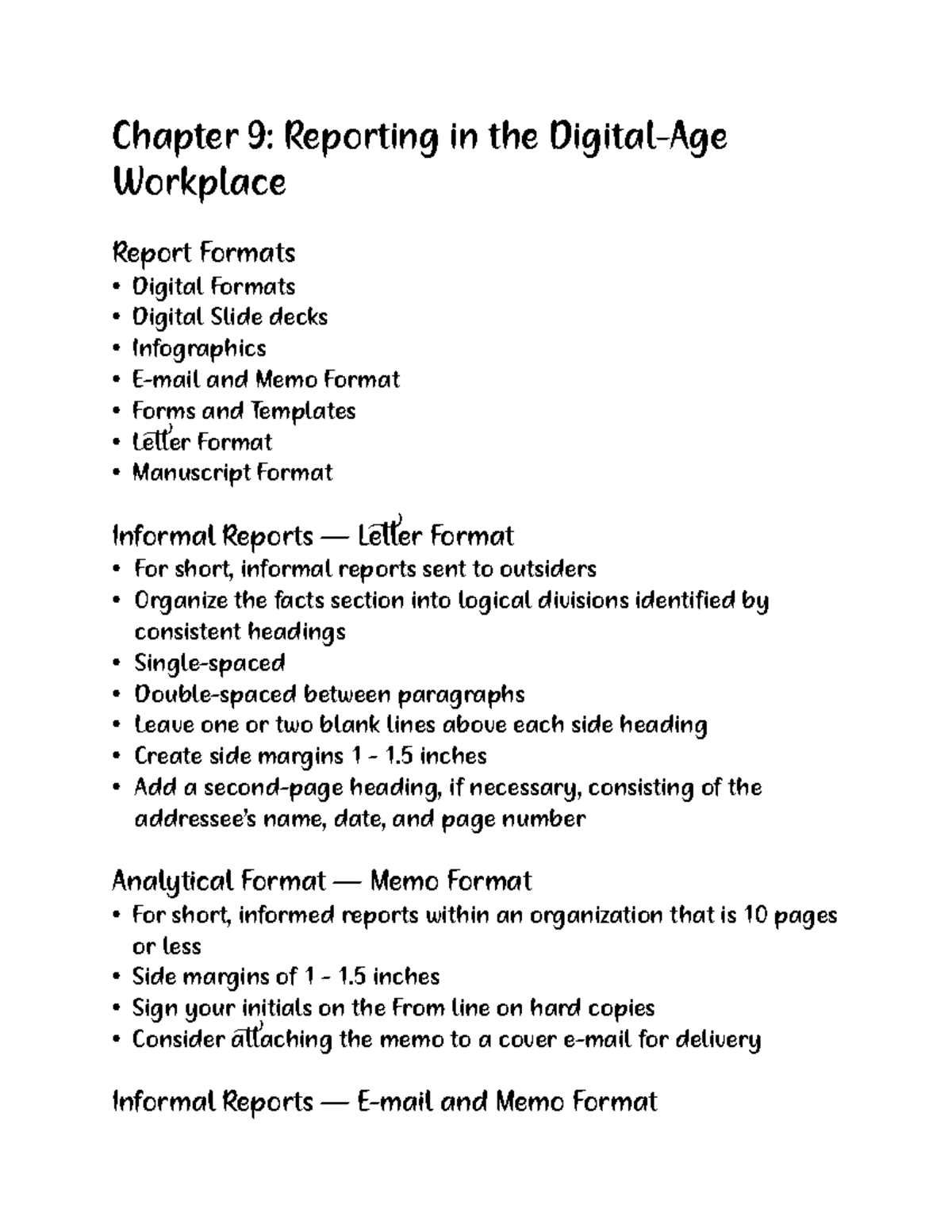 Report Formats CH 9 - Chapter 9: Reporting in the Digital-Age Workplace ...