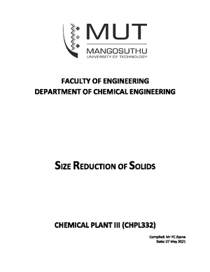 Chemical Plant III Assignment - Department of Chemical Engineering Tel ...