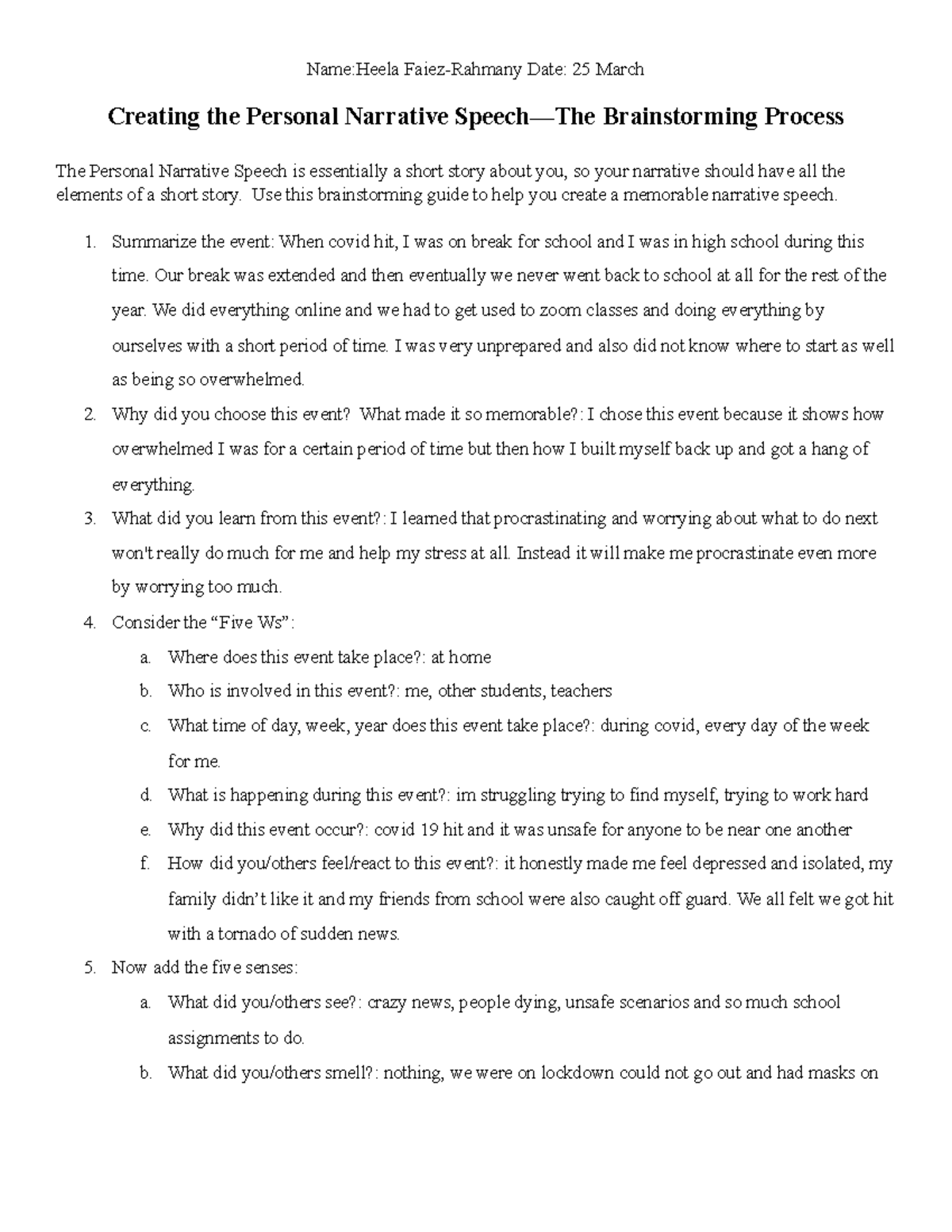 Brainstorming activity pdf - Name:Heela Faiez-Rahmany Date: 25 March ...