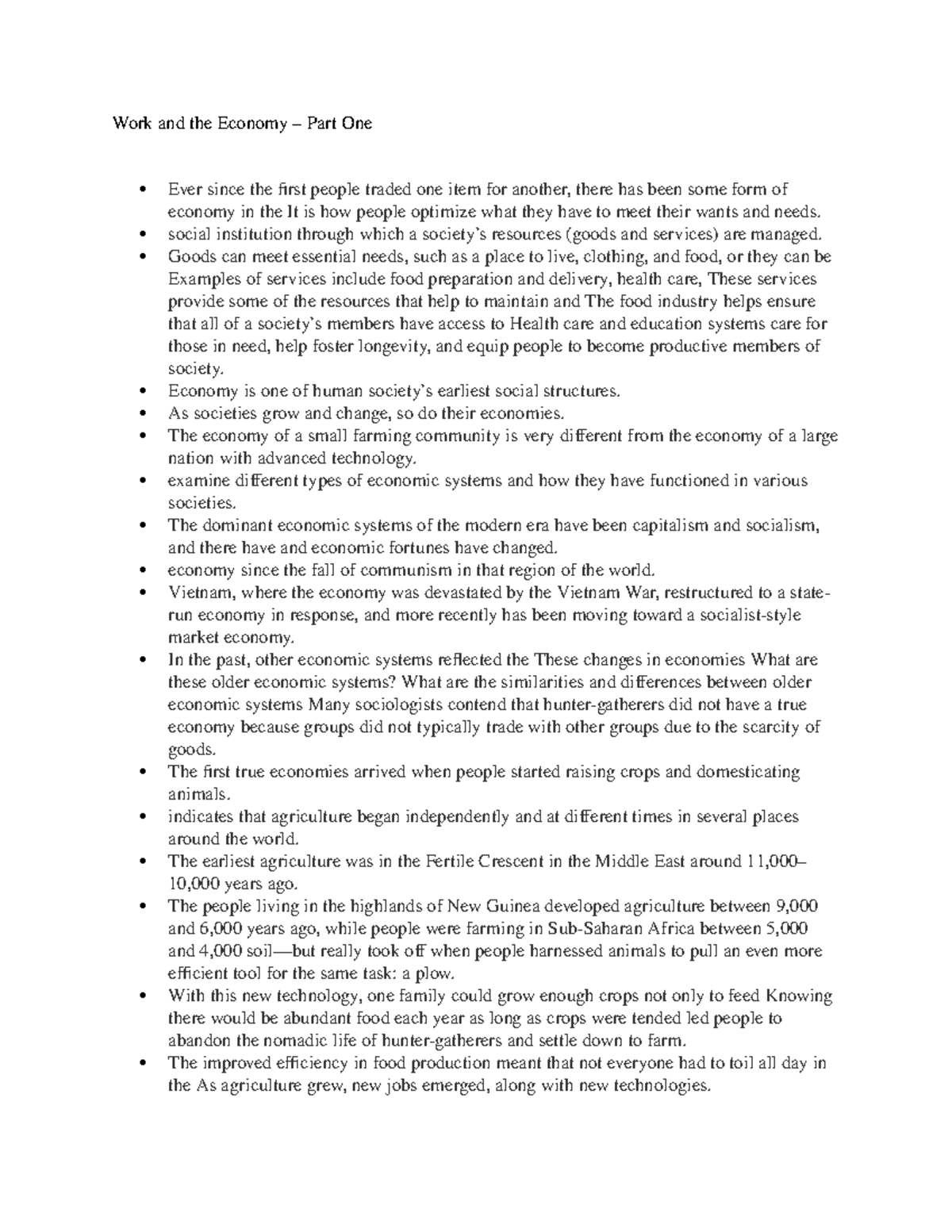 Work and the Economy – Part One - social institution through which a ...