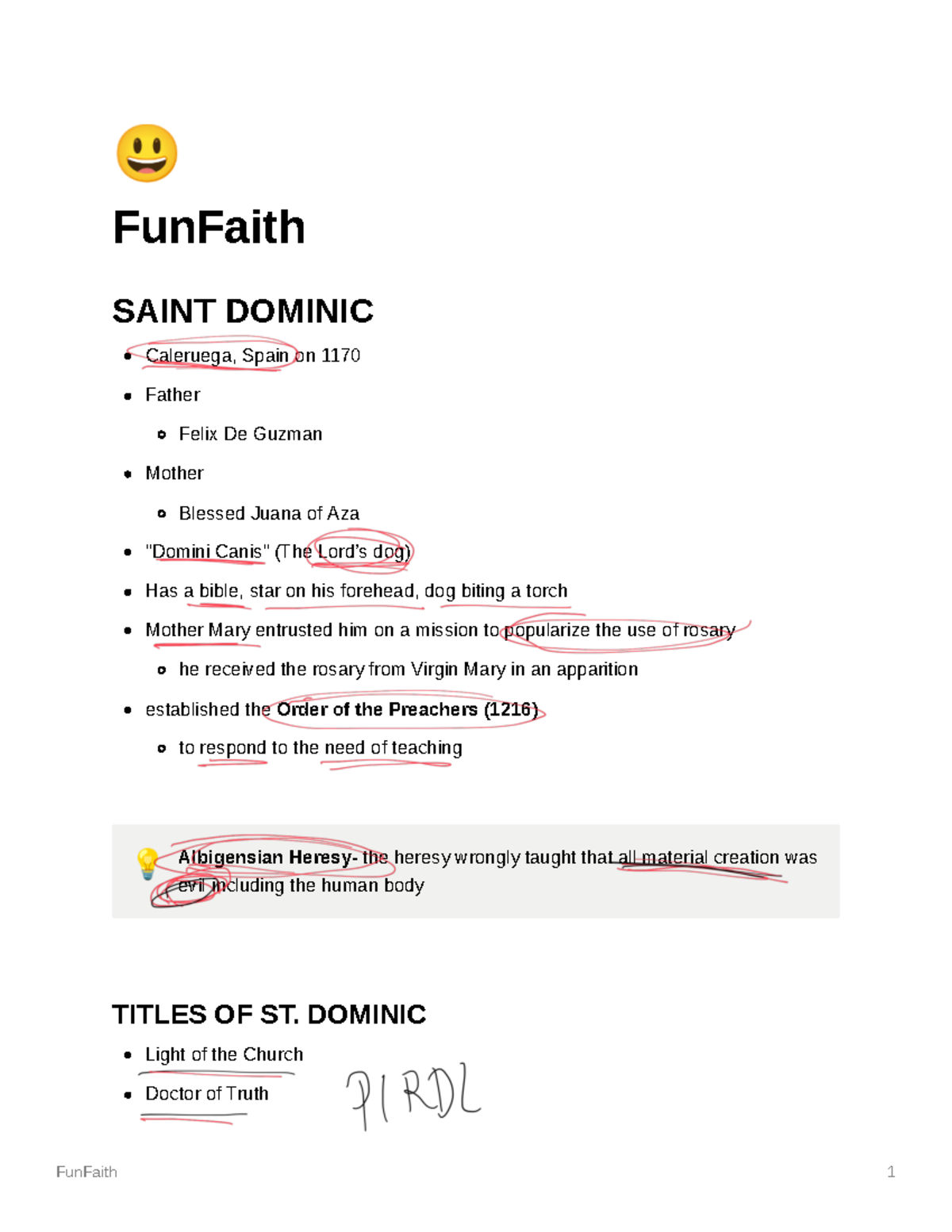 Fun Faith - Notes - FunFaith SAINT DOMINIC Caleruega, Spain on 1 170 ...
