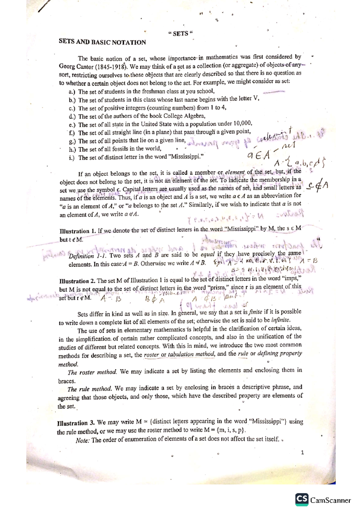 Sets and Basic Notations - Fundamentals of Mathematics - Studocu