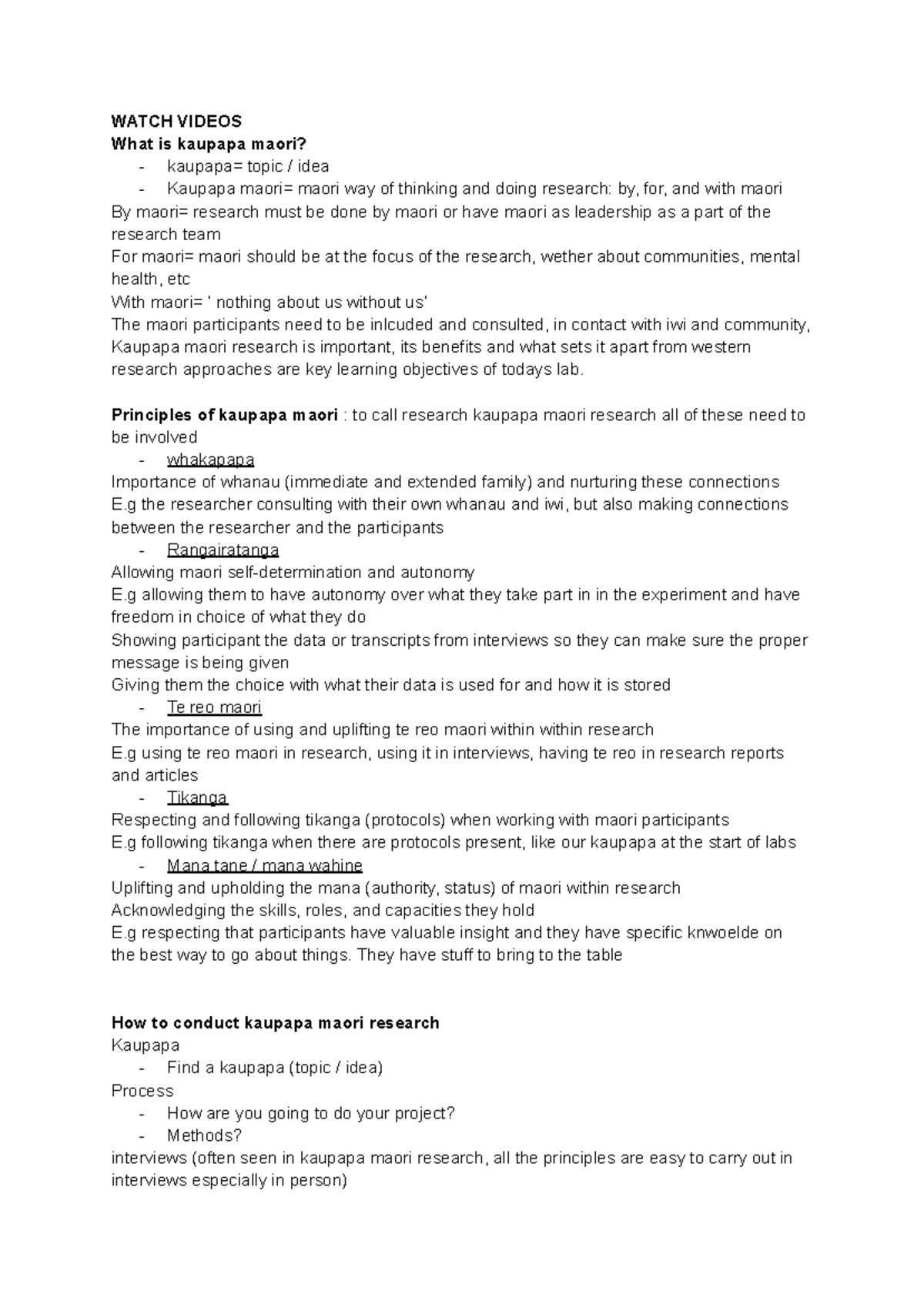 Lab 3 notes - kaupapa maori - WATCH VIDEOS What is kaupapa maori ...