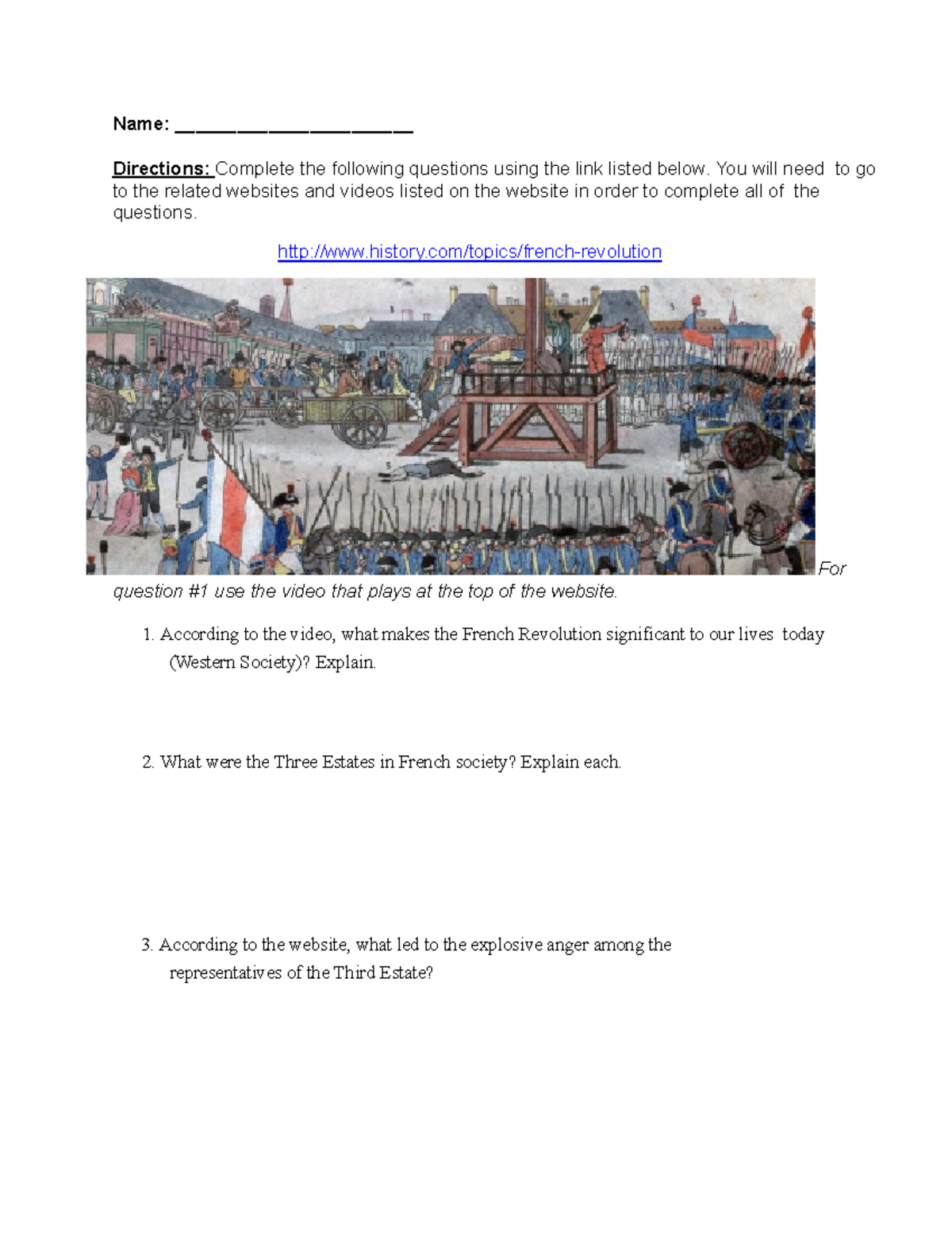10. French Revolution - Webquest student copy - Name ...