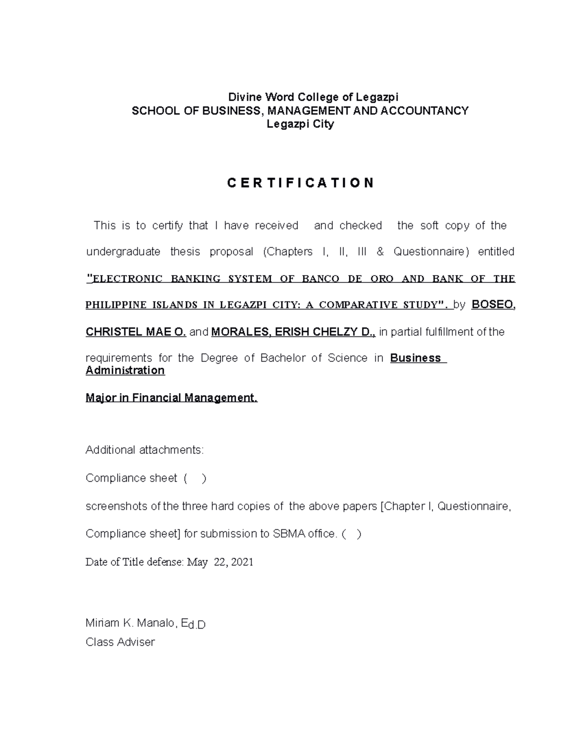 Boseo- Christel-MAE - Morales- Erish- Chelzy- Certification - Divine ...