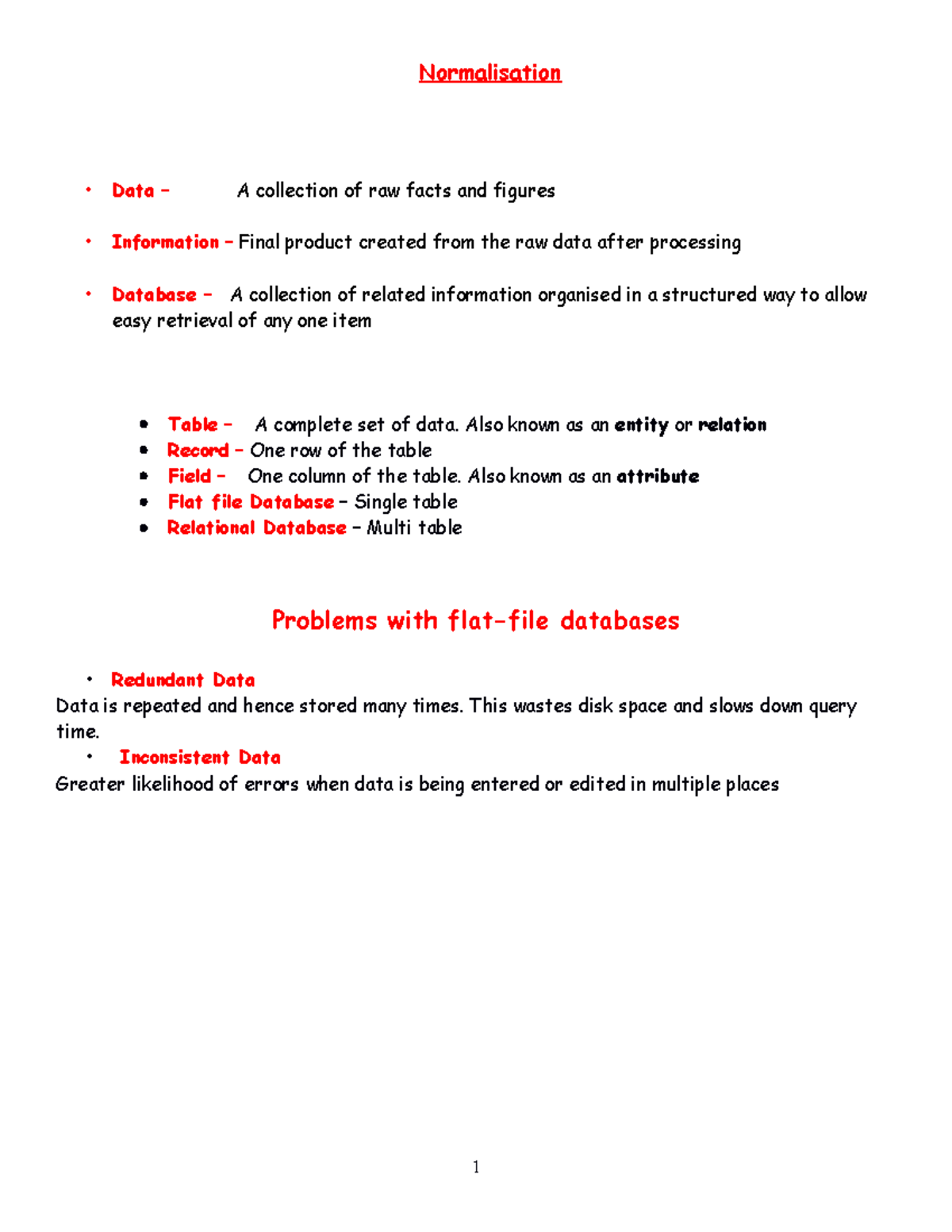 Bakery normalisation - Normalise 0NF flat file - Data – A collection of ...