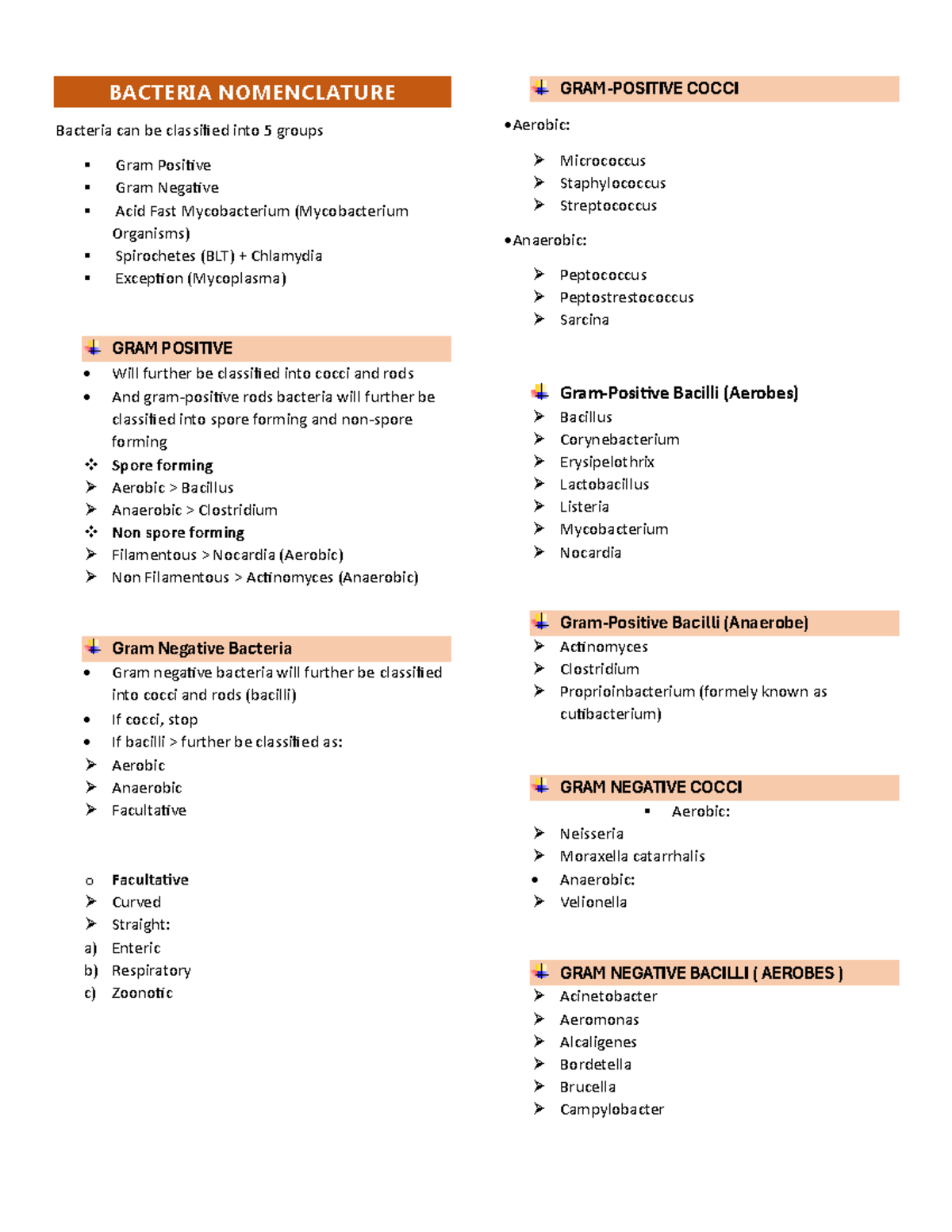 Bacte LEC Transes Midterm 1 - BACTERIA NOMENCLATURE Bacteria can be classified into 5 groups ...