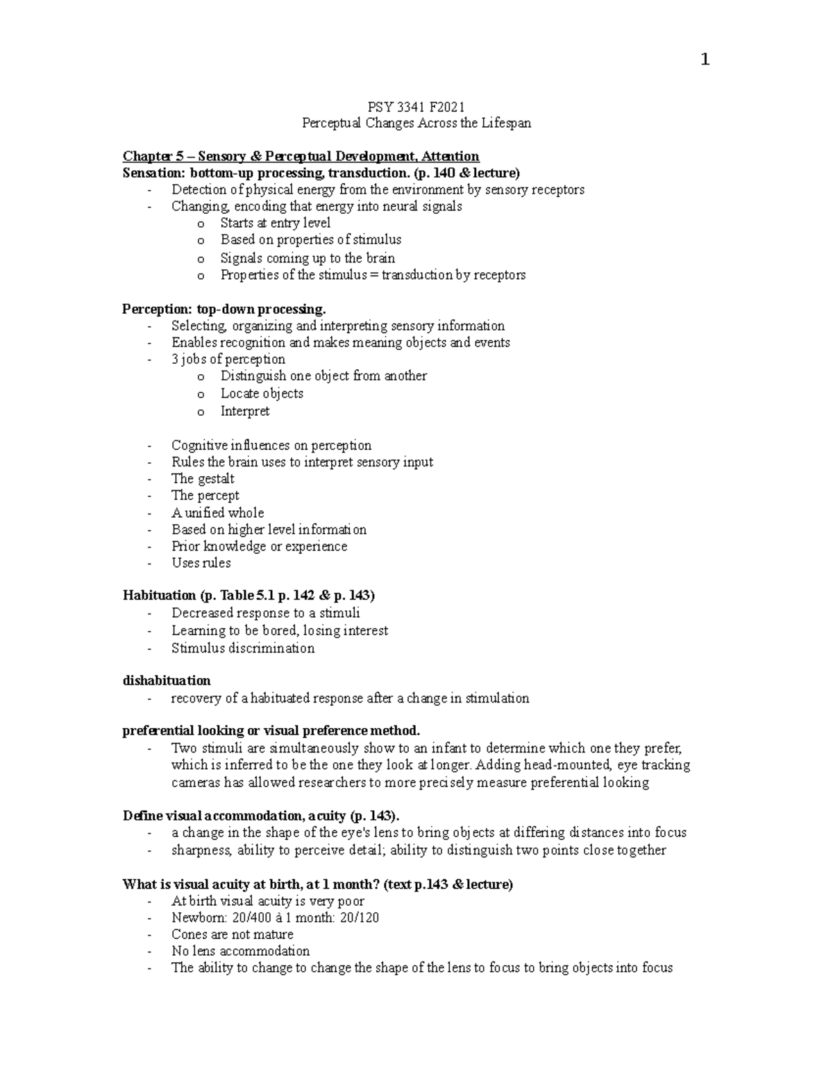 Exam 2-4 Study Guide - Perceptual Changes Across the Lifespan Notes ...