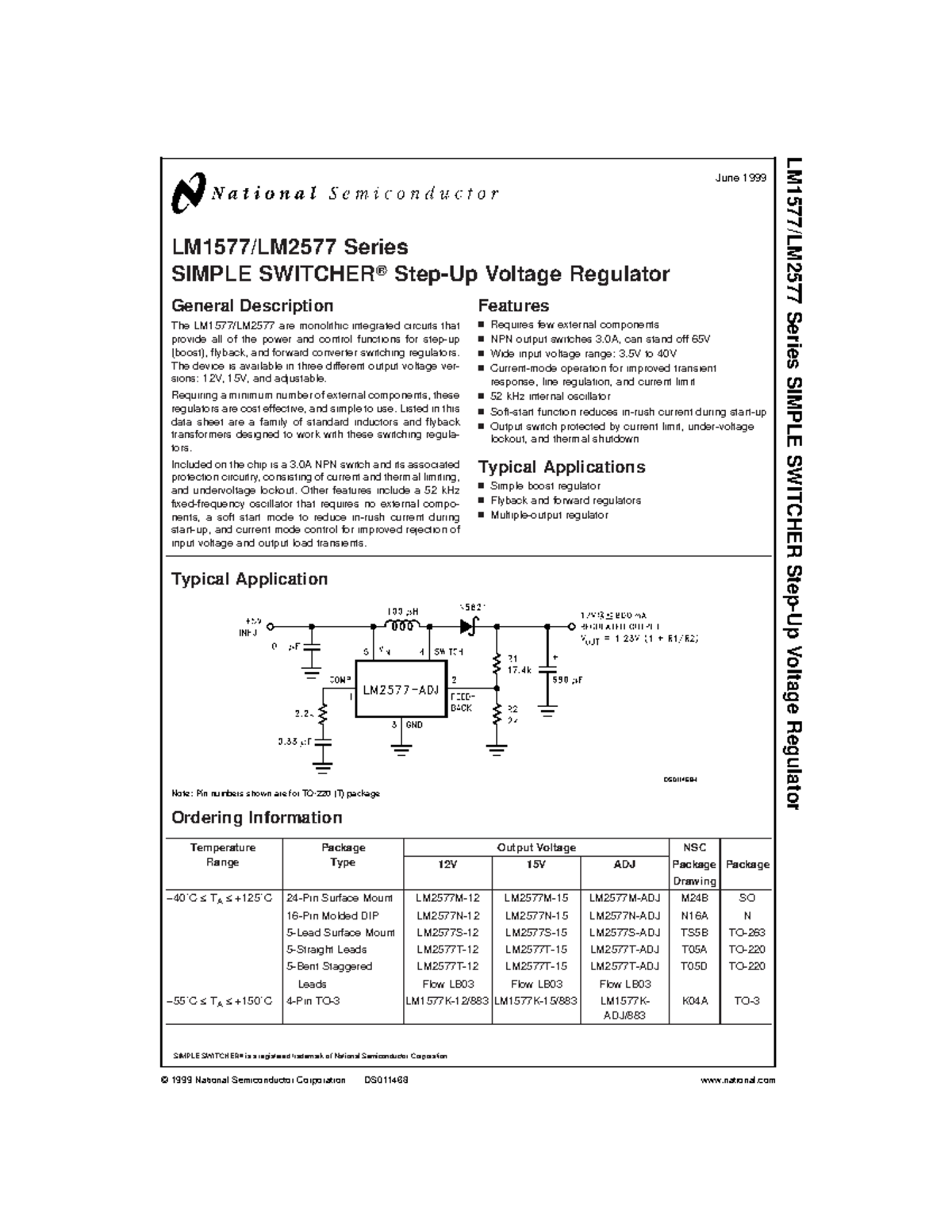 LM2577 APP NOTE CIRCUIT - LM1577/LM2577 Series SIMPLE SWITCHER®Step-Up ...