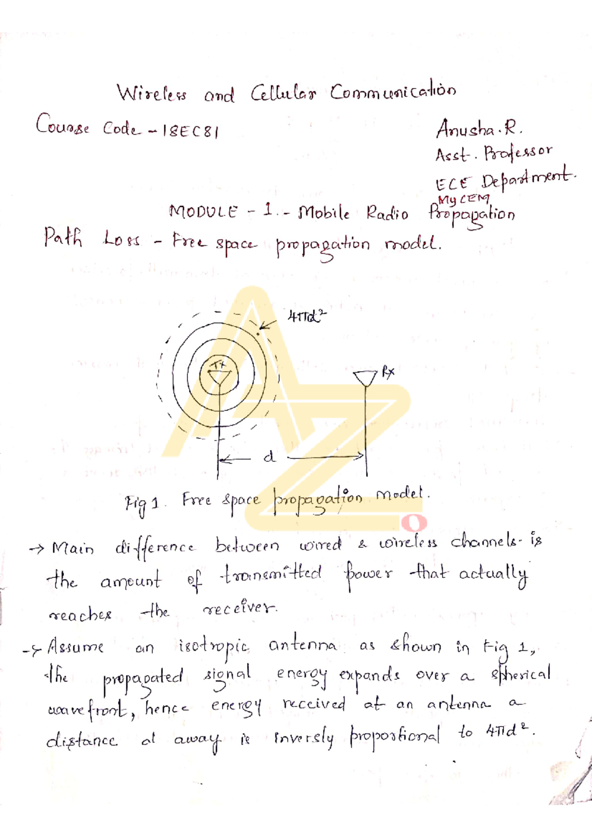 WCN Mod1@Az Documents - Electronics and Communication - Studocu
