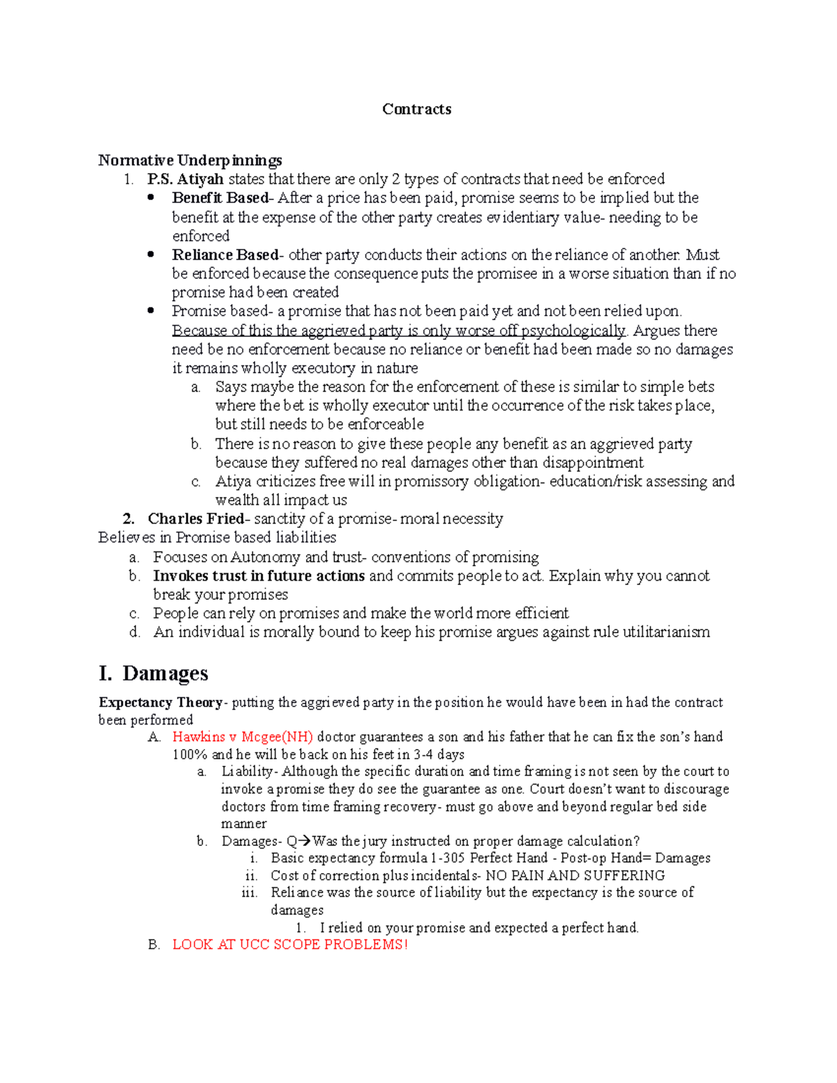Contracts Law Outline - 3 - Contracts Normative Underpinnings 1. P ...