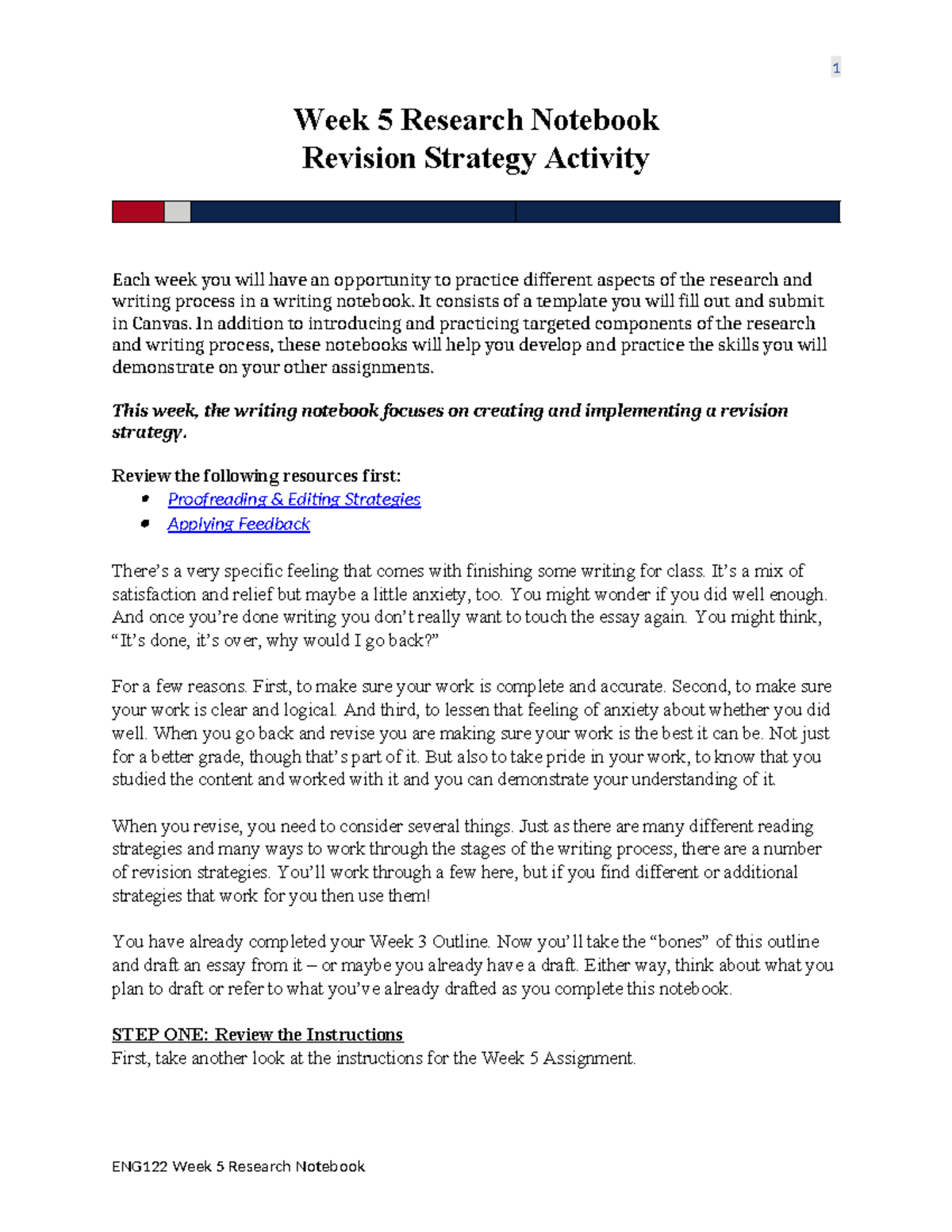 Week 5 Research Notebook - Week 5 Research Notebook Revision Strategy ...