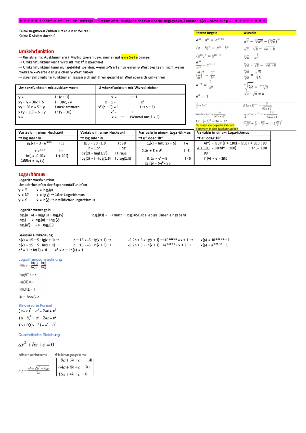 MAT02 Zusammenfassung Annina - !!!!!!!!!!!!!!!!!Kontrolle am Schluss: Satzfrage Satzantwort ...