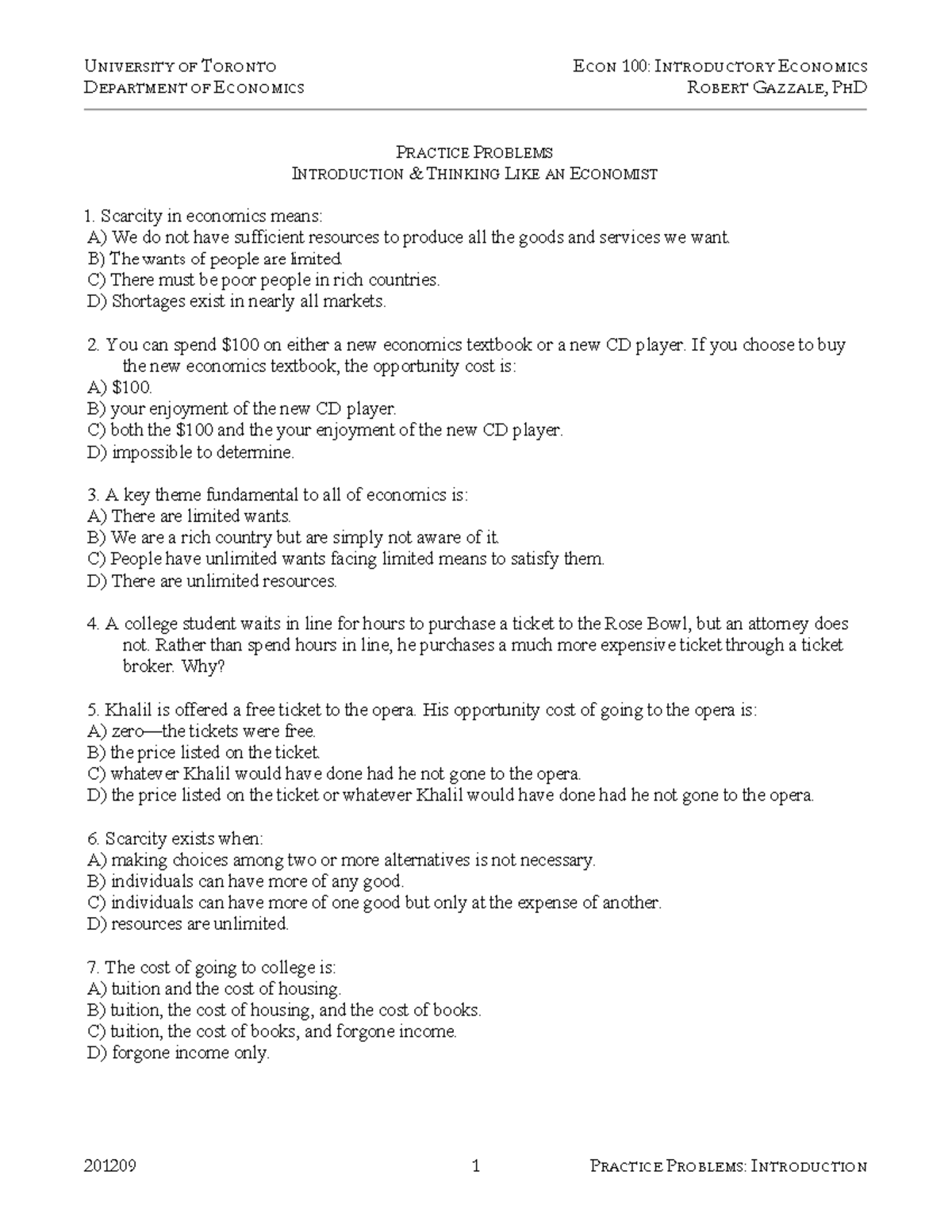 01Practice Problems Introduction - DEPARTMENT OF ECONOMICS ROBERT ...
