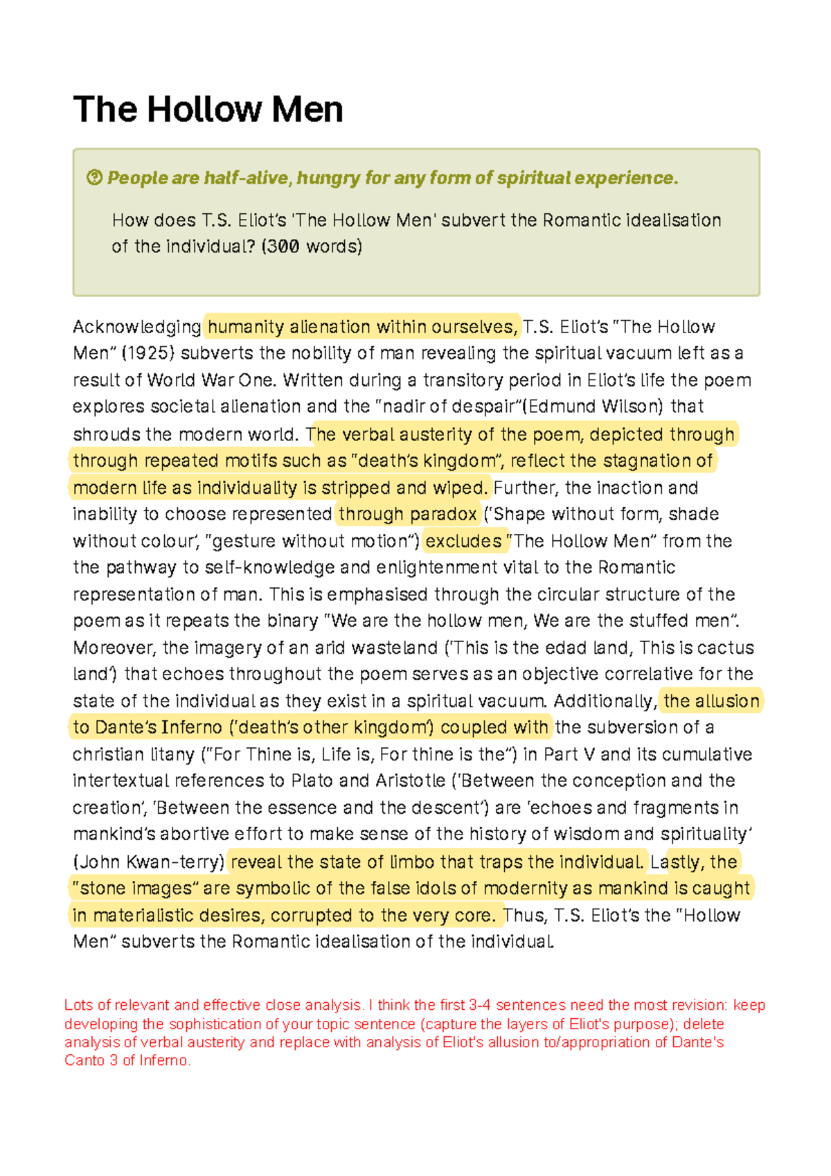 Hollow Men - The Ho ow Men Acknow edging humanity a ienation within ...