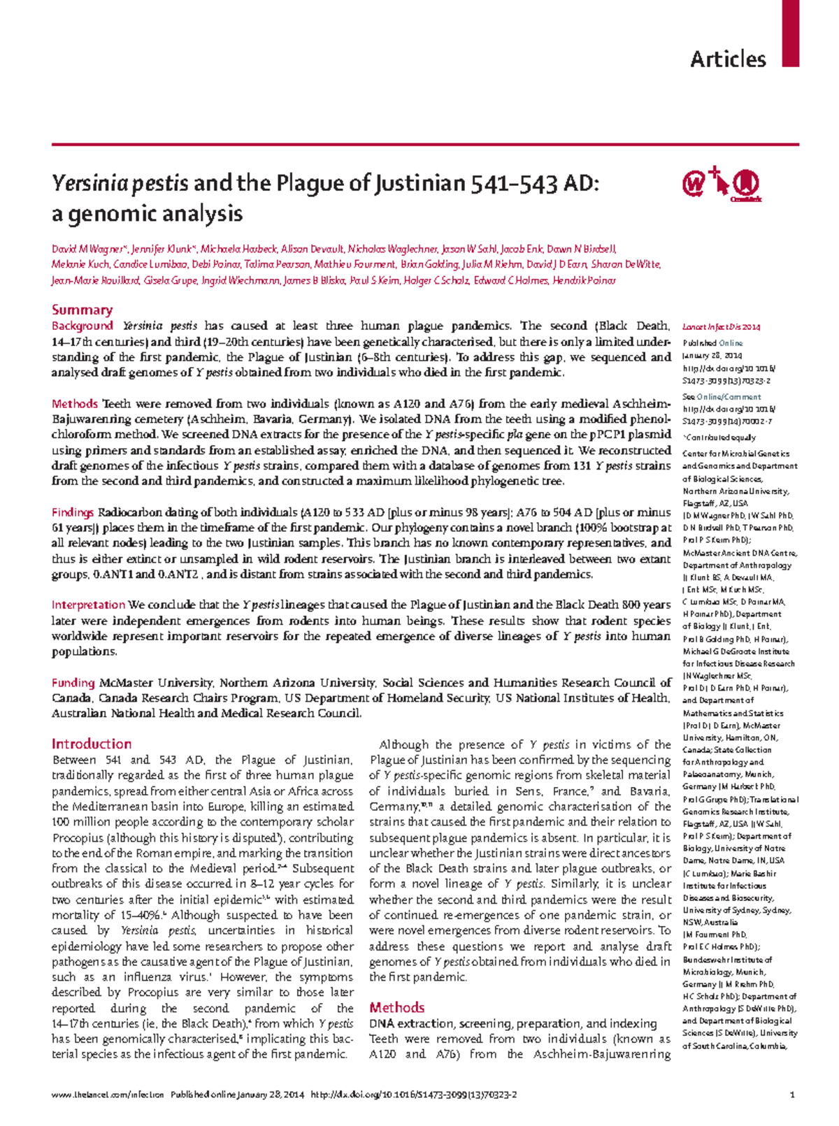 Yersinia pestis and the plague of Justin - The second (Black Death, 14 ...