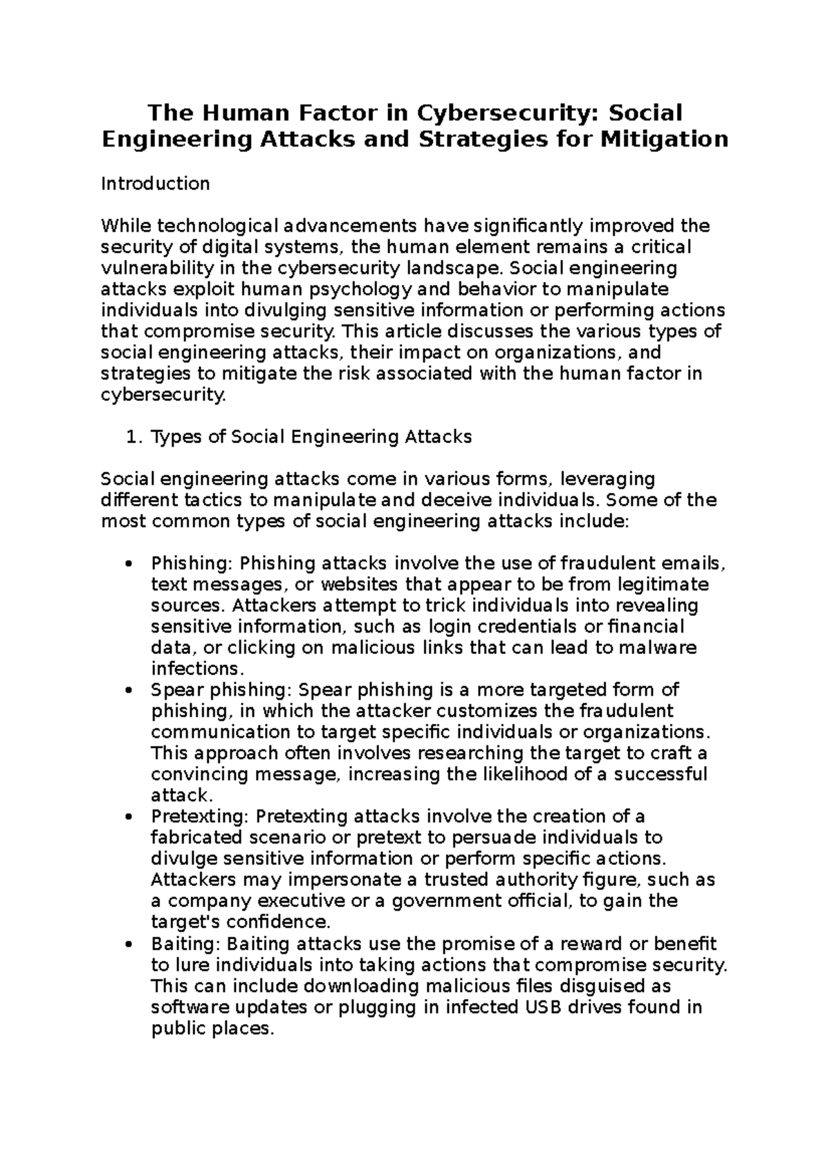 The Human Factor in Cybersecurity- Social Engineering Attacks and ...