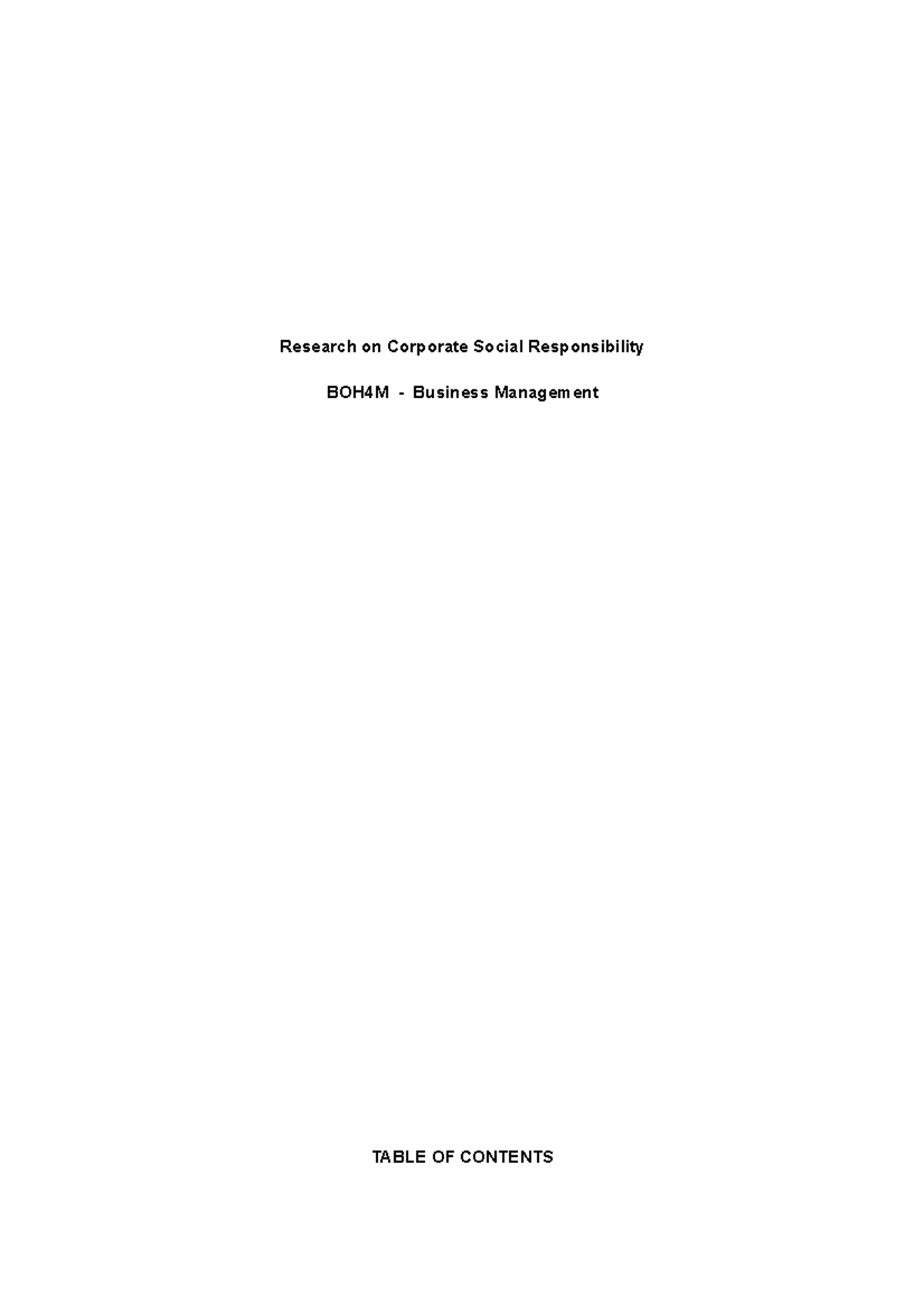 Report on Corporate Social Responsibility - Research on Corporate ...