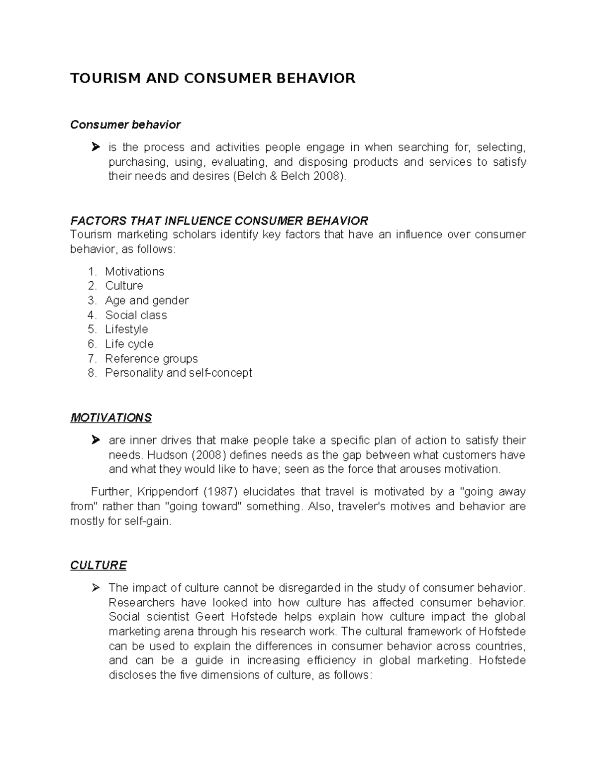 Handout 2 Tourism Marketing - TOURISM AND CONSUMER BEHAVIOR Consumer ...