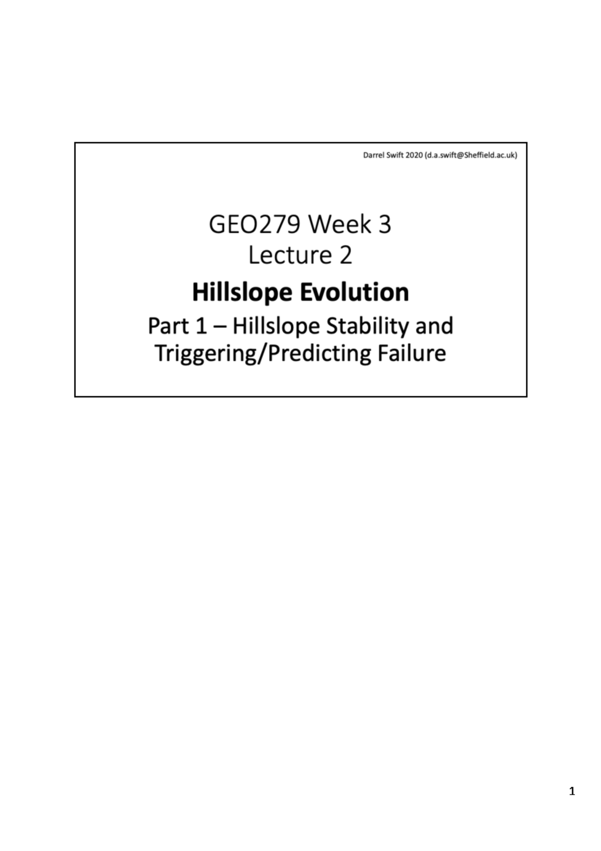 Hillslope evolution part 1 - When dry – because material fails along ...