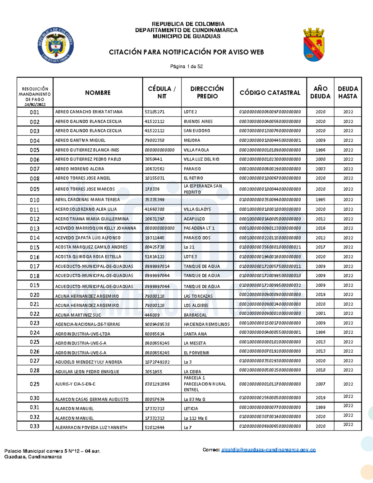 23857 listado-de-mandamiento-de-pago-1 - Palacio Municipal carrera 5 N ...