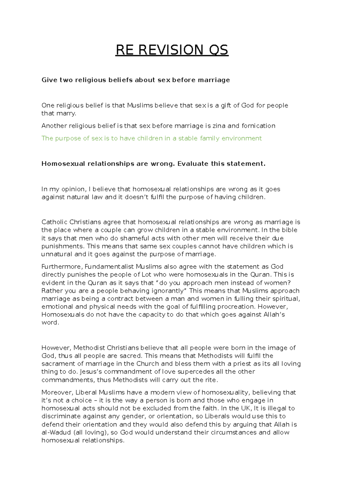 RE Revision QS - Cards that cover a specific theme for AQA RE GCSE 9-1 ...