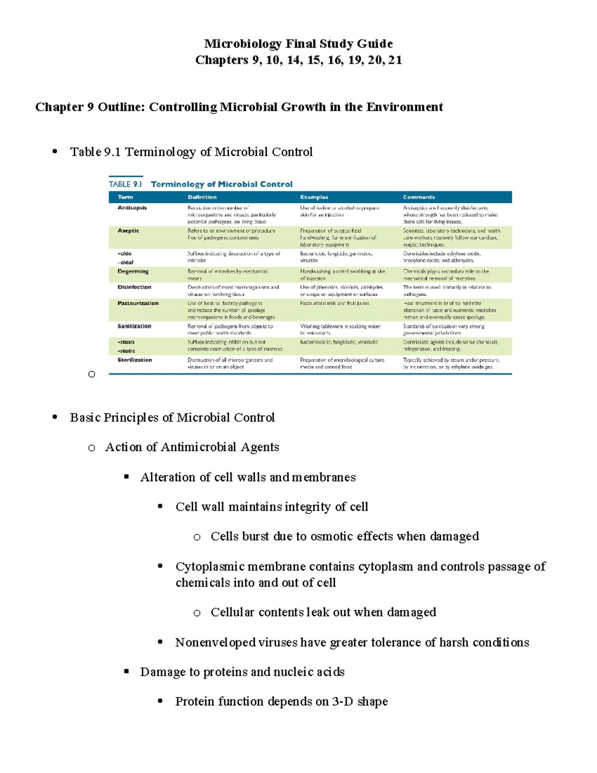 Microbiology Final Study Guide - Microbiology Final Study Guide ...