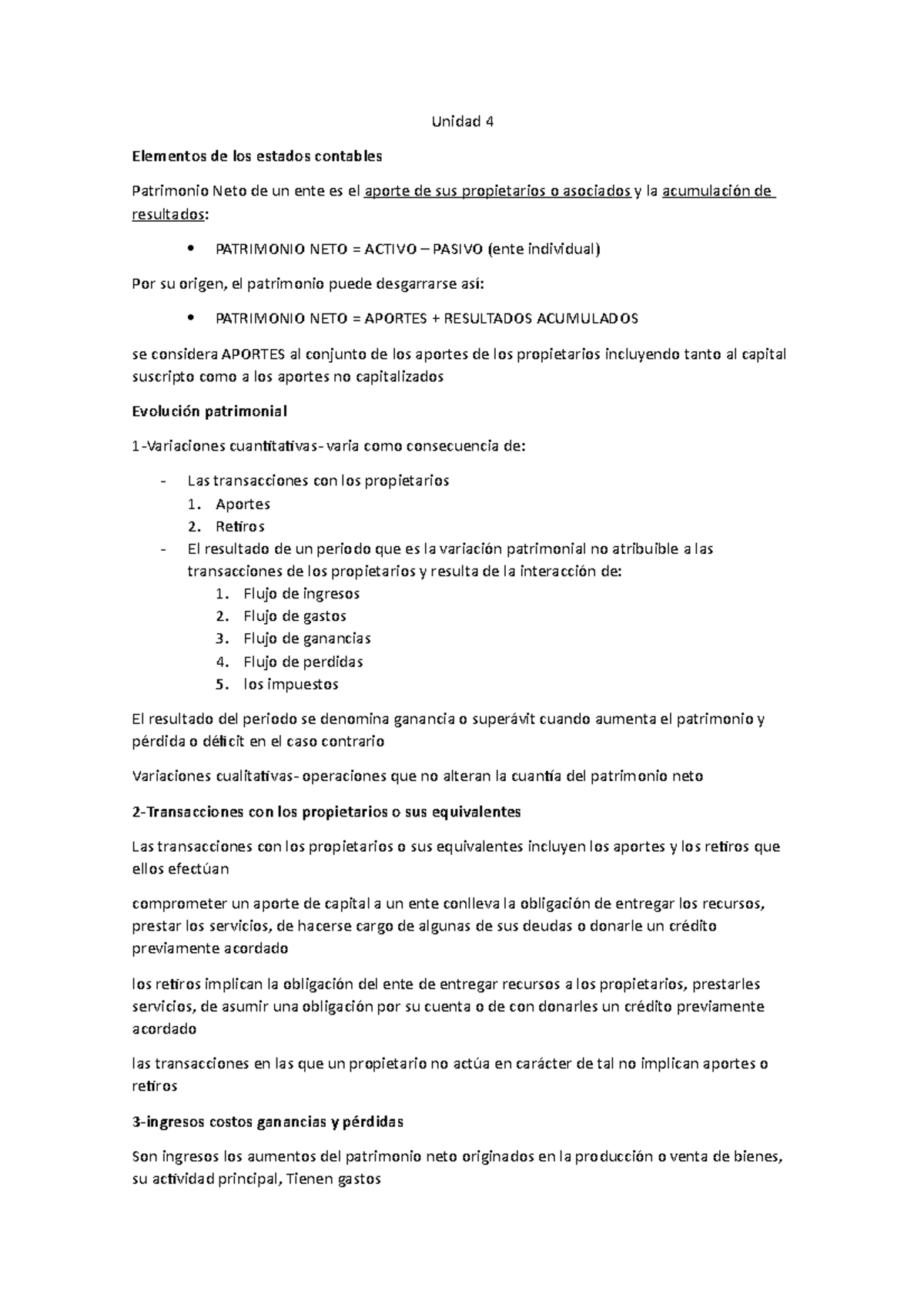 Resumen Teoria Contable - Unidad 4 Elementos de los estados contables ...