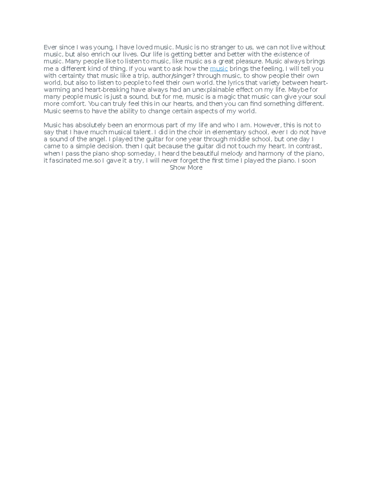 Art reflection - Ever since I was young, I have loved music. Music is ...