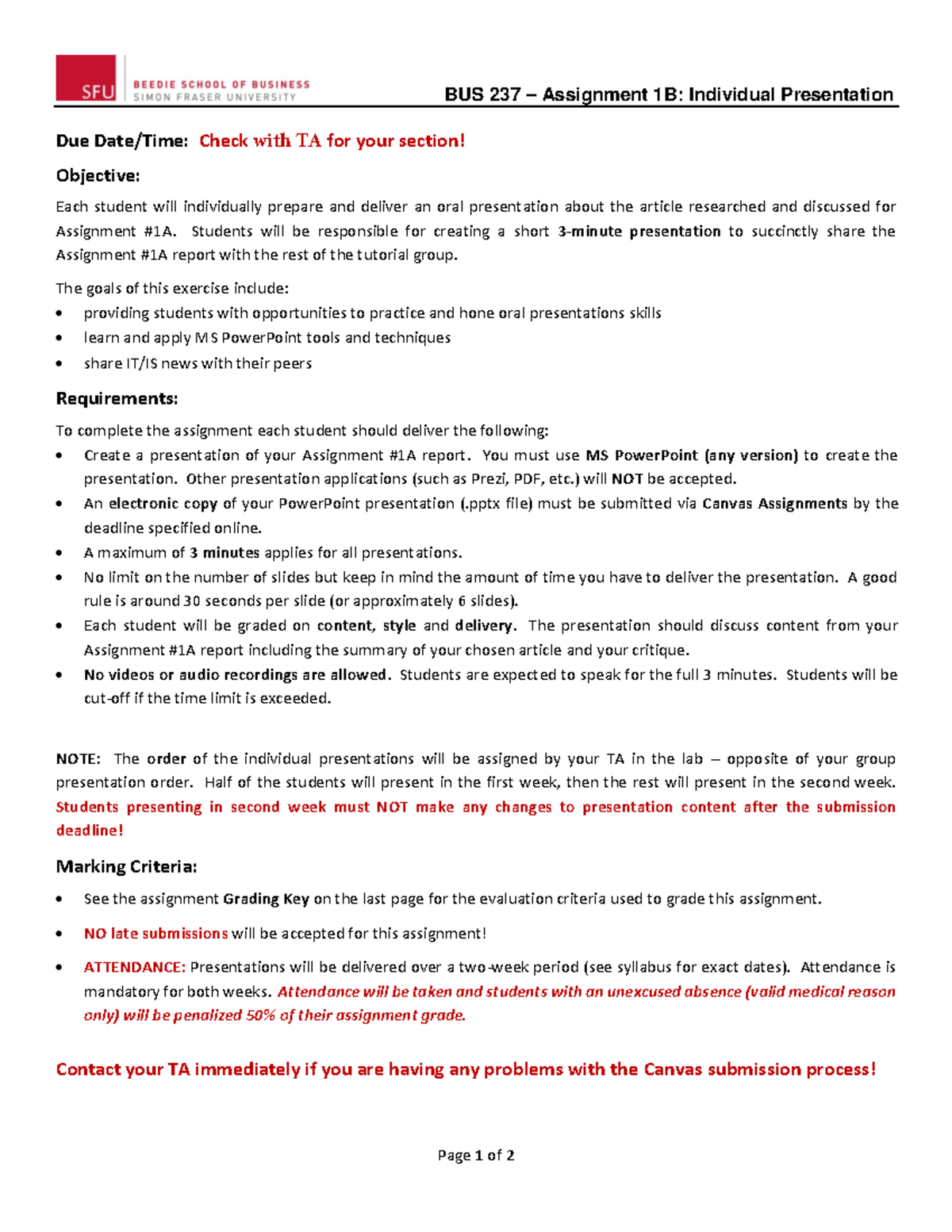 Assignment 1-Br - really good notes - BUS 237 – Assignment 1B ...