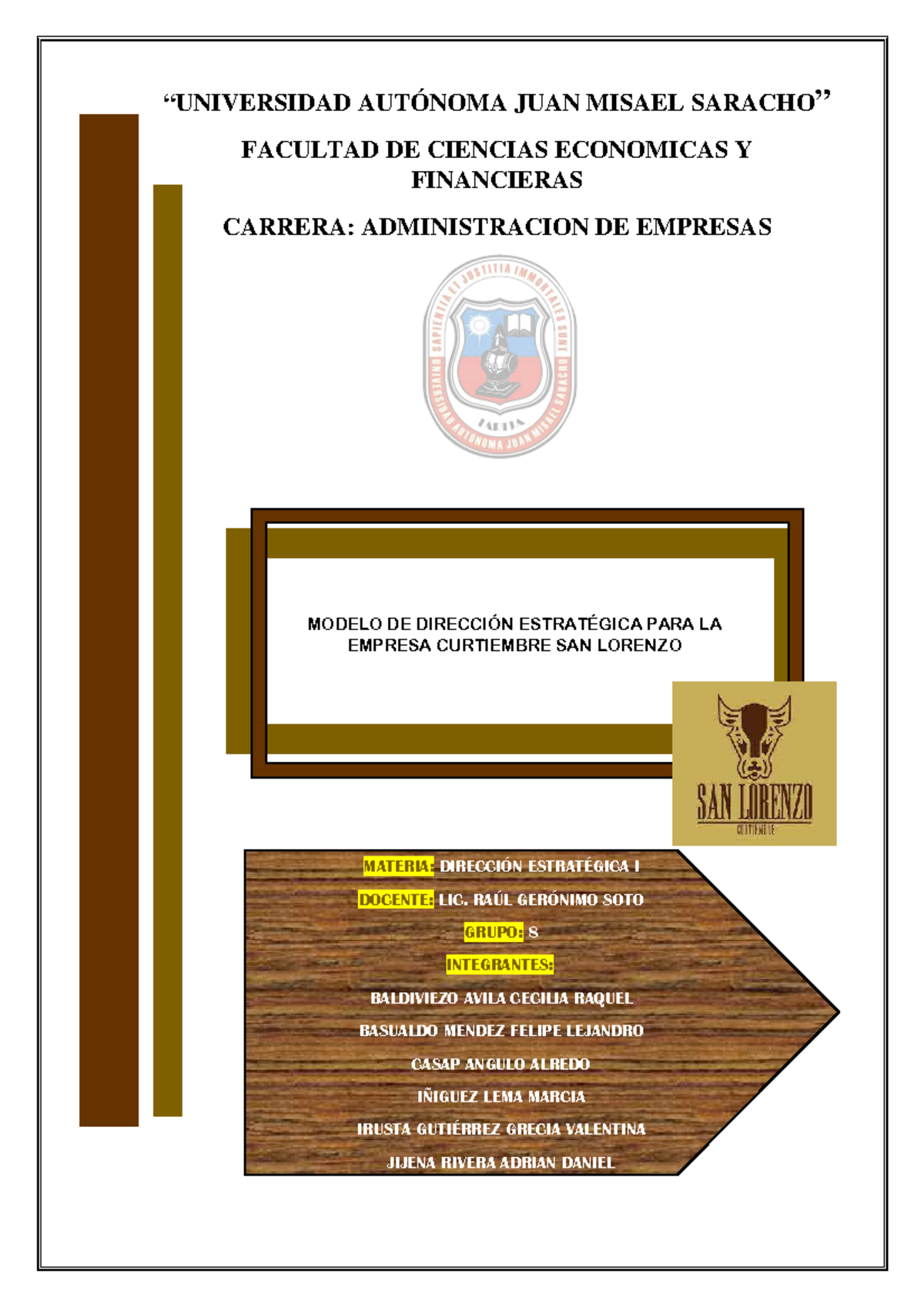 Modelo DE Direccion final - “UNIVERSIDAD AUTÓNOMA JUAN MISAEL SARACHO ...