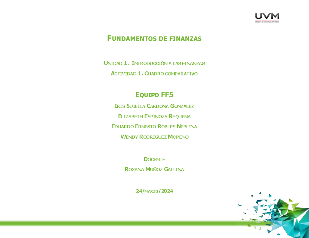 DOC-20240324-WA0026. - FUNDAMENTOS DE FINANZAS UNIDAD 1. INTRODUCCIÓN A LAS FINANZAS ACTIVIDAD 1 ...
