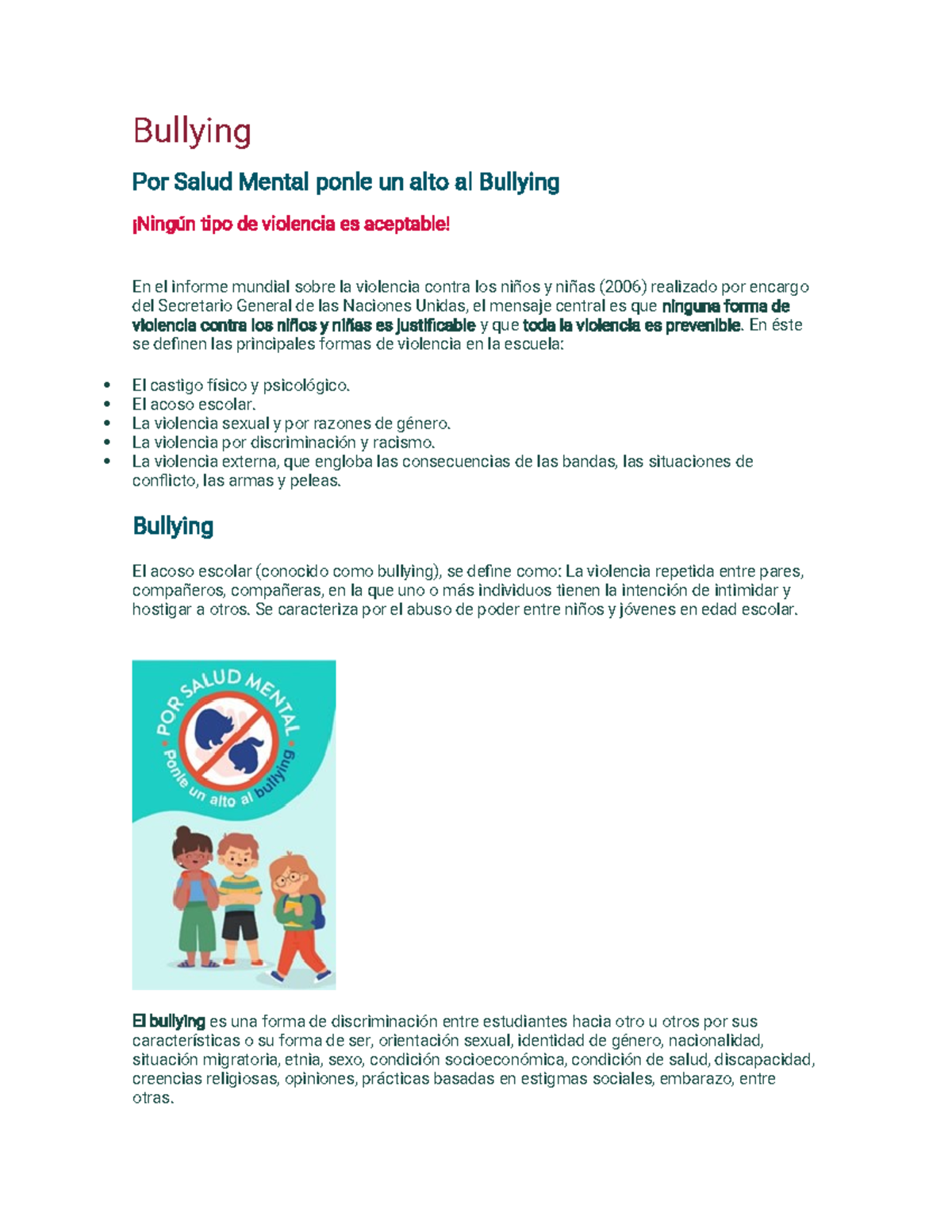 Bullying - ,hhhhv - Bullying Por Salud Mental ponle un alto al Bullying ...