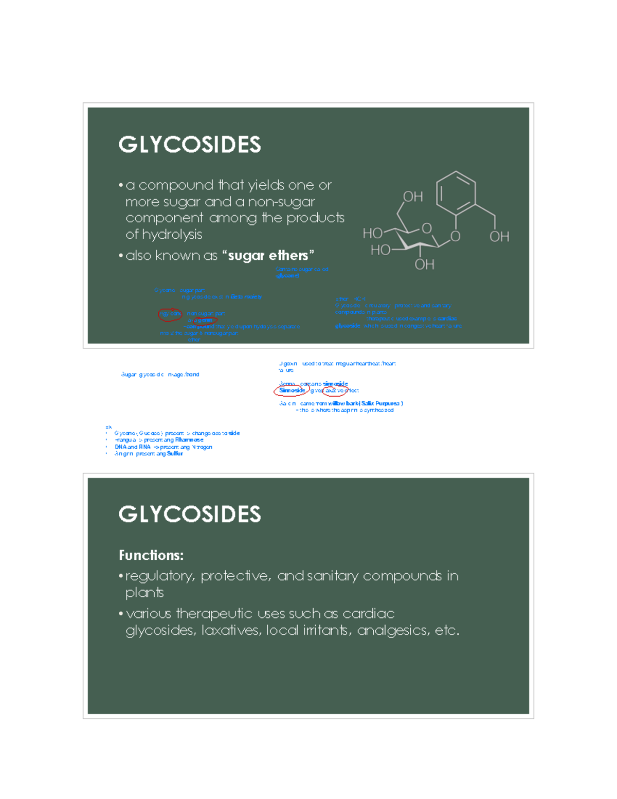 Copy of EX 5 Glycosides - notes for laboratories - GLYCOSIDES • a ...