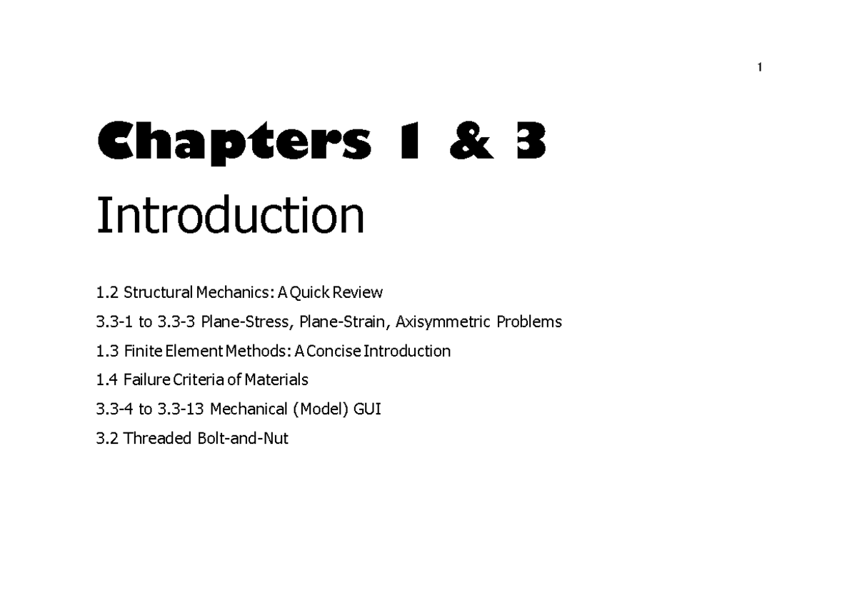 IR MT300 week5 - Chapters 1 & 3 Introduction ####### 1 Structural Mechanics: A Quick Review ...