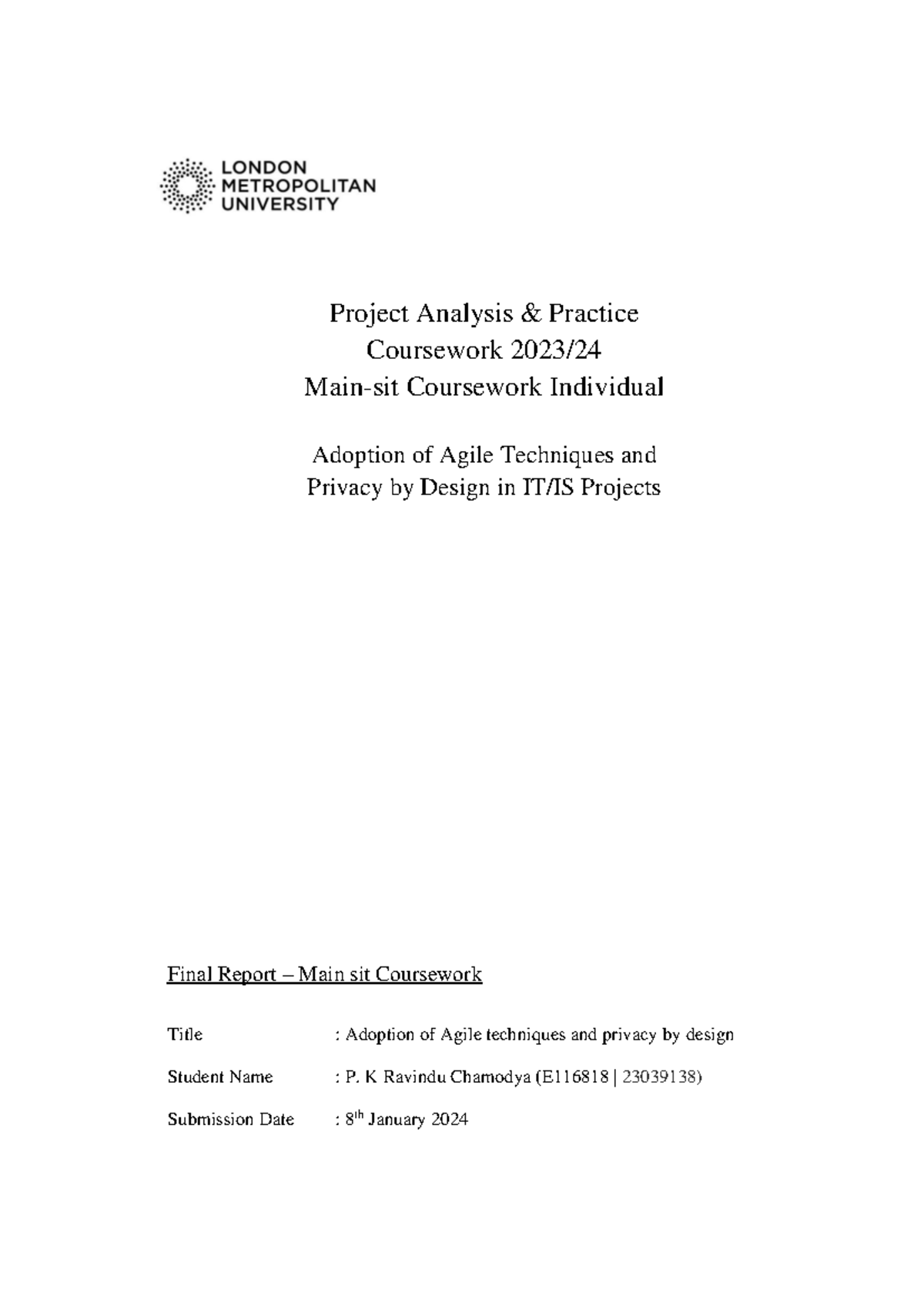 5471-1697022878374-CC6059 Coursework Assignment () - Project Analysis ...