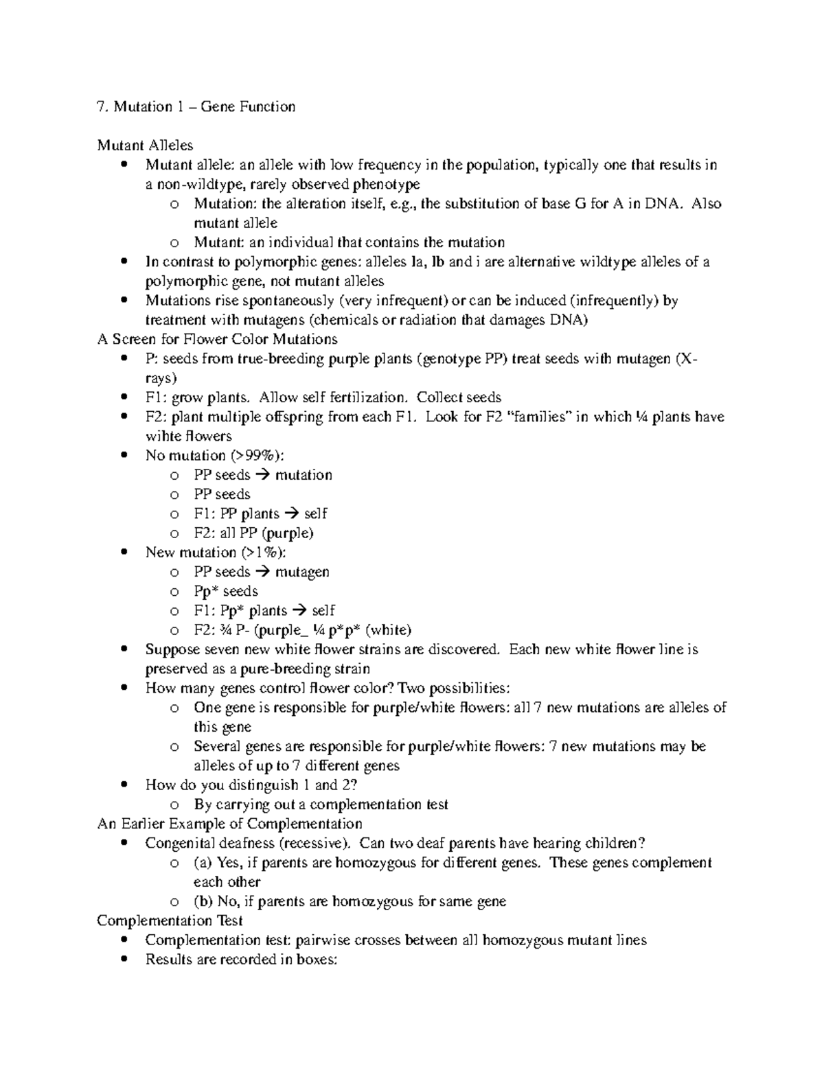 7 - Stephenson - Genetics - 7. Mutation 1 – Gene Function Mutant ...