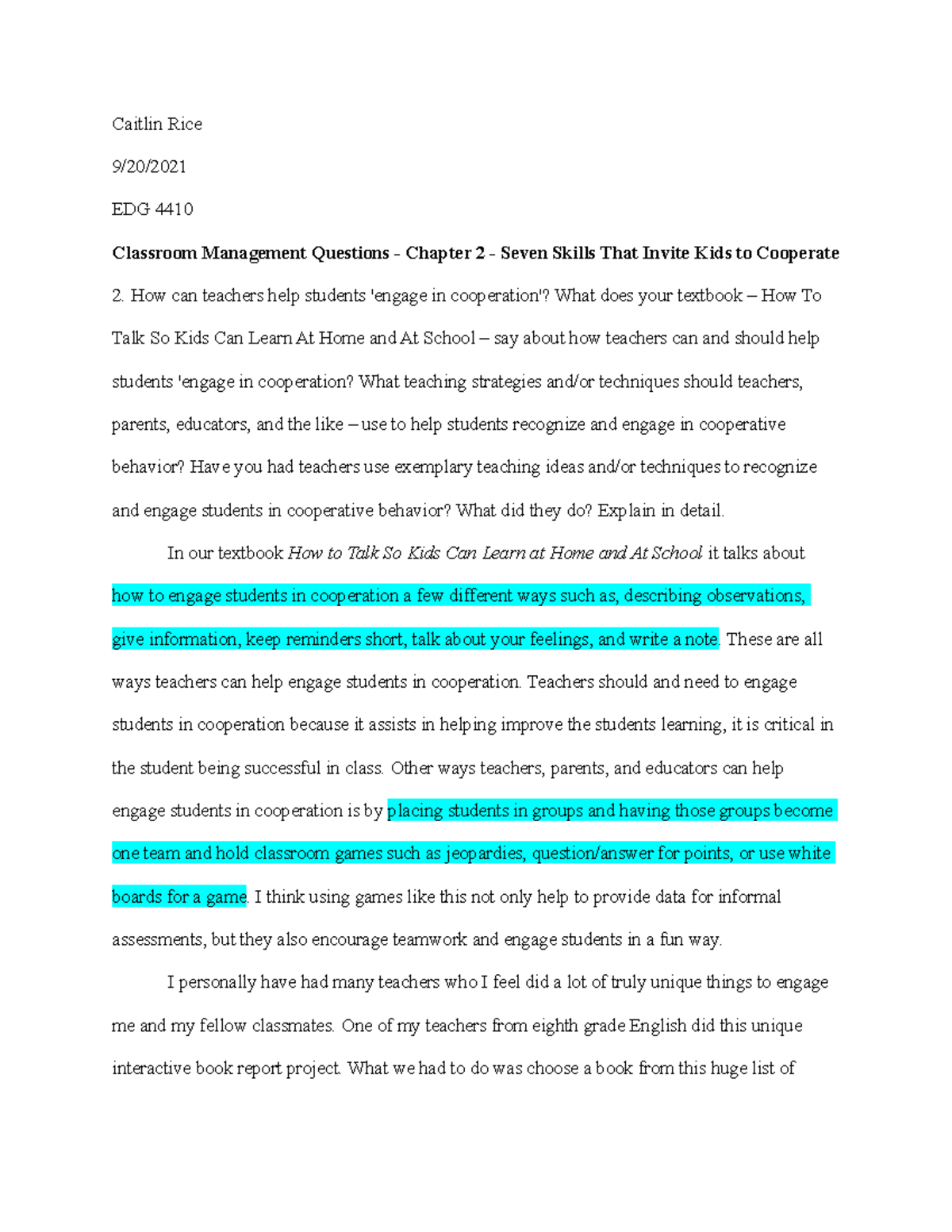 Classroom Management Questions - Chapter 2 - How can teachers help ...