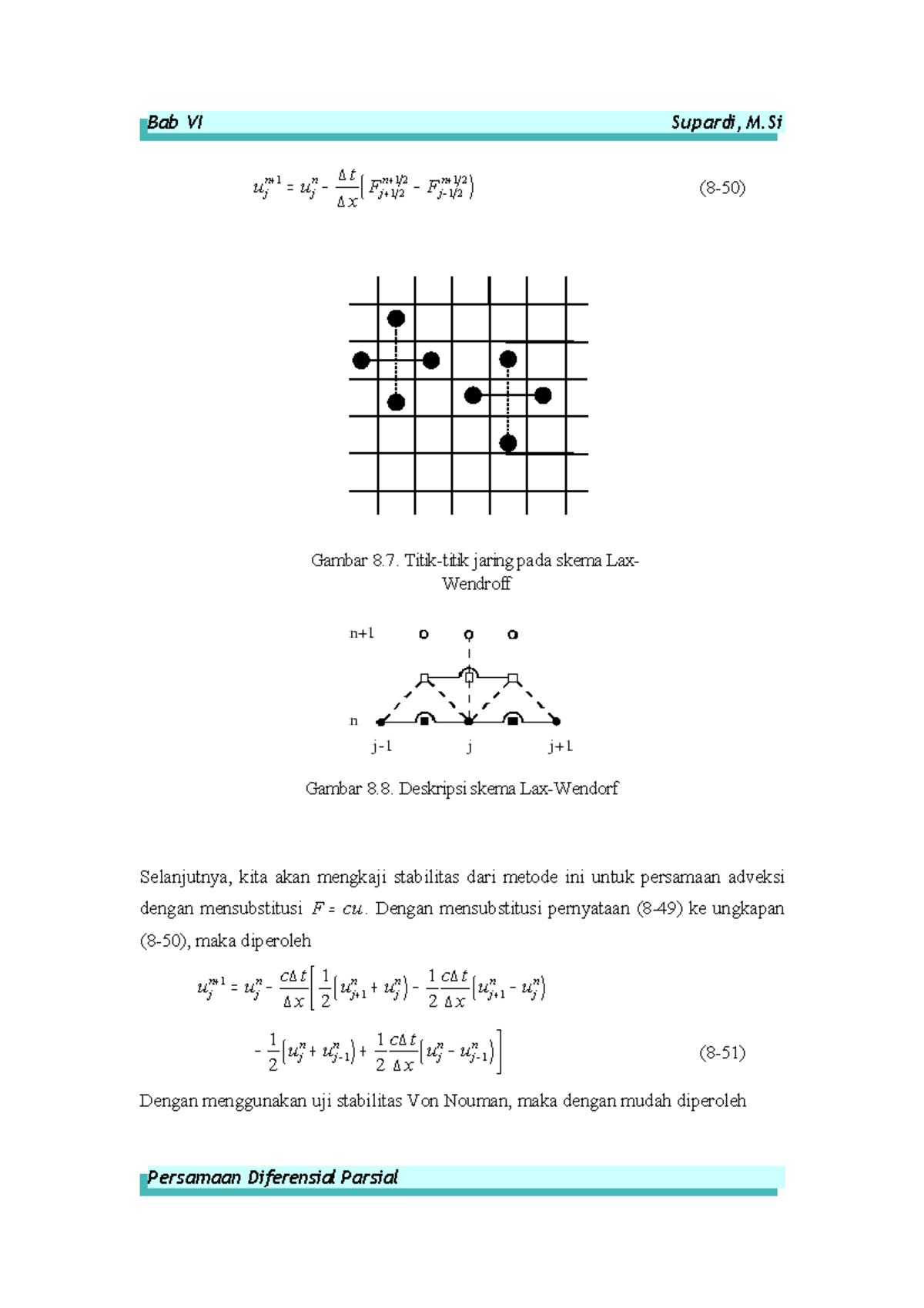 Persamaan Diferensial 3 - ( ) 1 1 2 1 2 1 2 1 2 n n n n j j j j t u u F F x + + + + − ∆ = − − ∆ ...