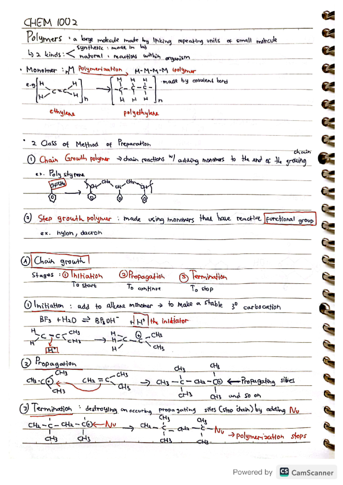 Polymers - summary from slides and lecturer's explanations - CHEM1002 ...