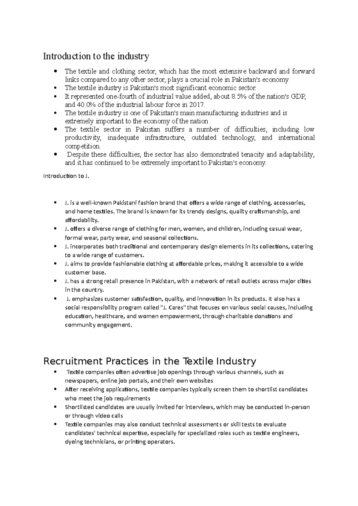 Pointers - Introduction to the industry The textile and clothing sector ...