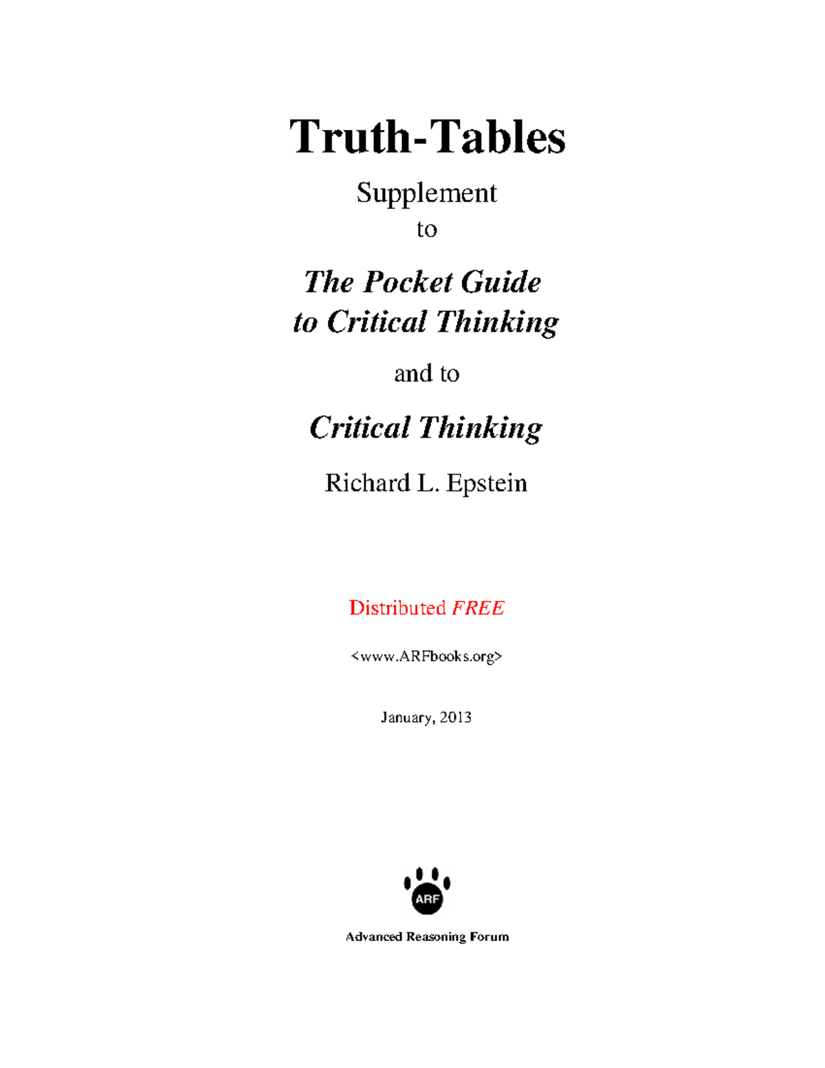 Truth-Tables - notes - Truth-Tables Supplement to The Pocket Guide to ...