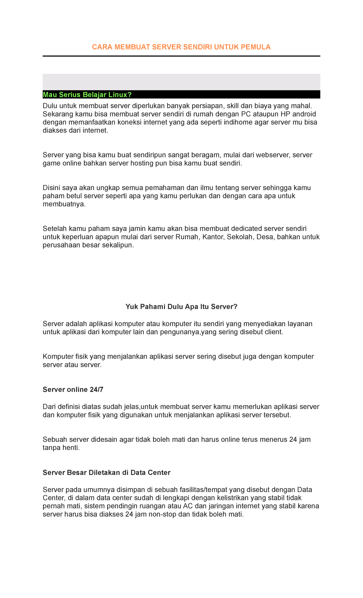 Server - CARA MEMBUAT SERVER SENDIRI UNTUK PEMULA Mau Serius Belajar Linux? Dulu untuk membuat ...