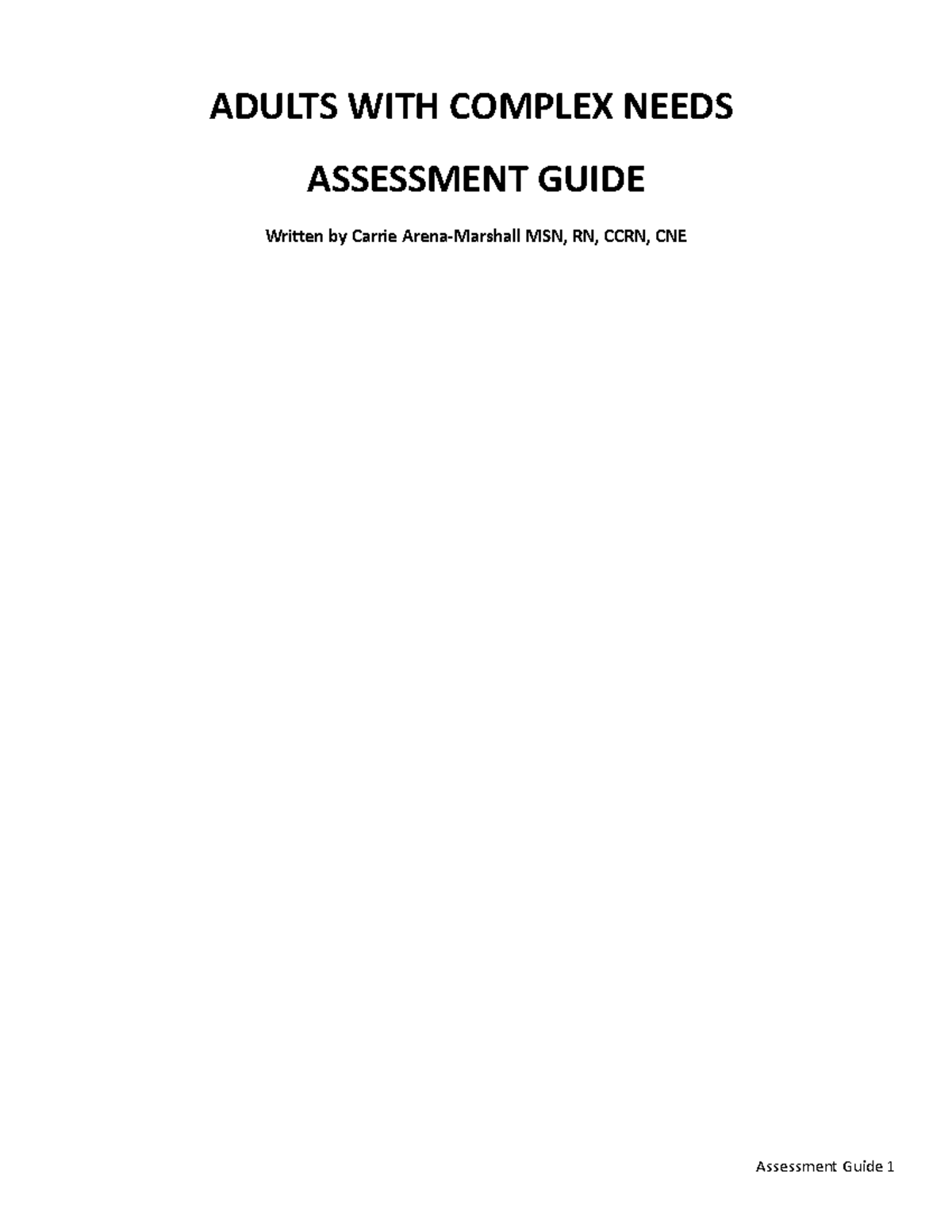 Adults with Complex Needs Assessment Guide - Studocu