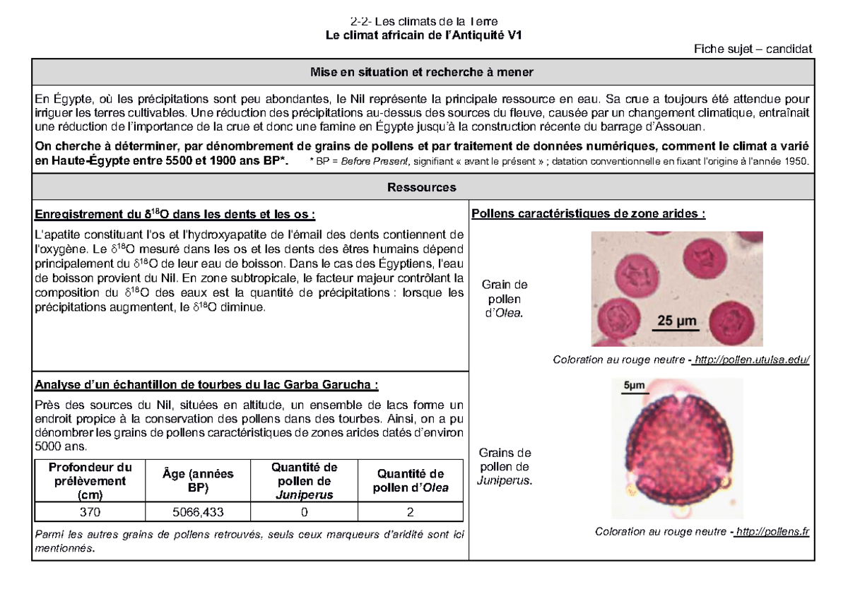 ECE 22 SVT 09 V1 - ece - 2-2- Les climats de la Terre Le climat africain de l’Antiquité V Fiche ...