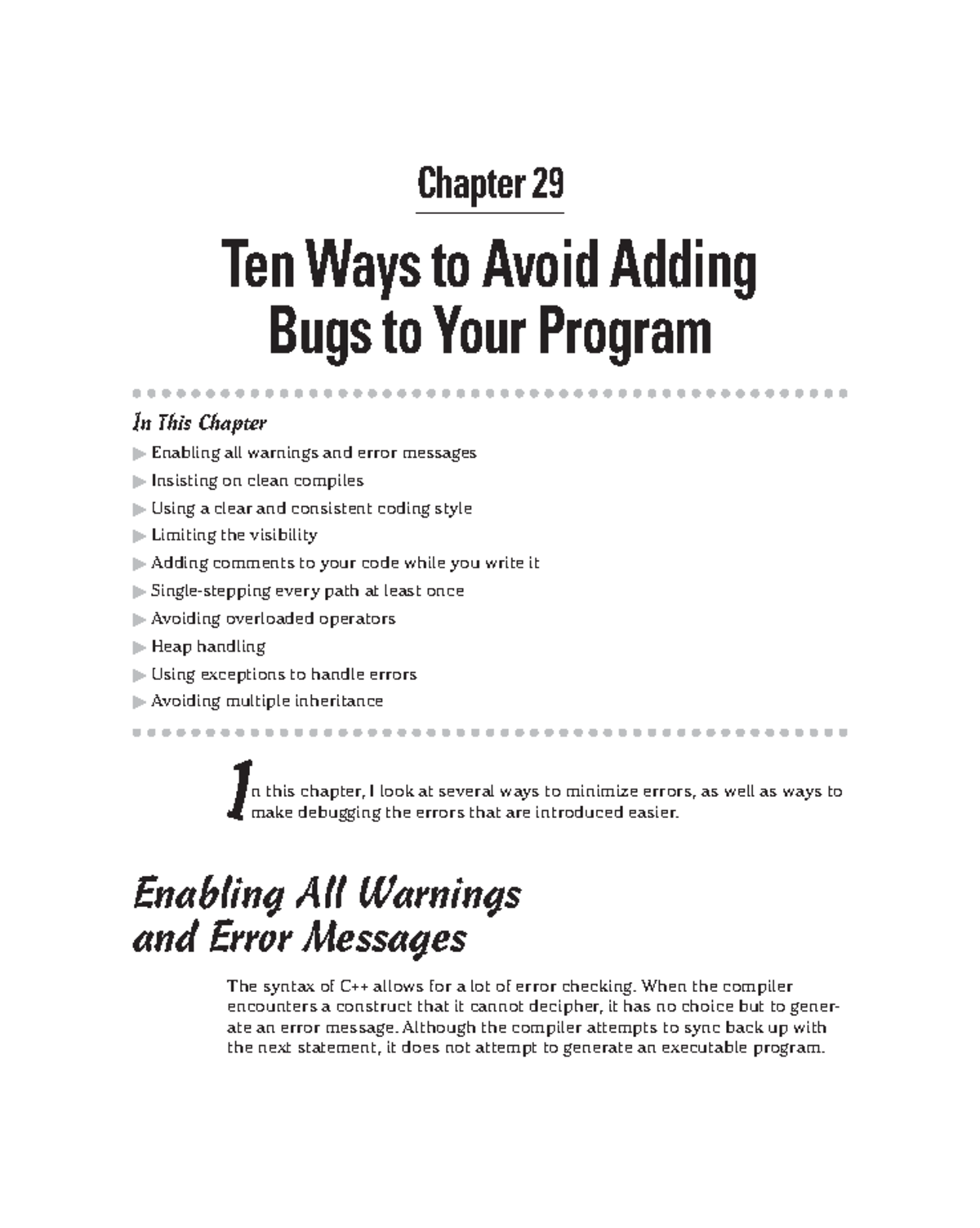 Chapter 29 Ten Ways To Avoid Adding Bugs To Your Program Chapter 29 Ten Ways To Avoid Adding 