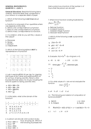 Gen Math Q1 Module 2 Rational Functions - i General Mathematics Quarter 1 – Module 2: Rational ...
