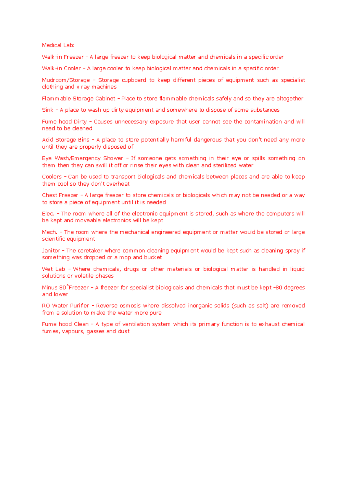 Features of a Lab - Medical Lab: Walk-in Freezer - A large freezer to ...