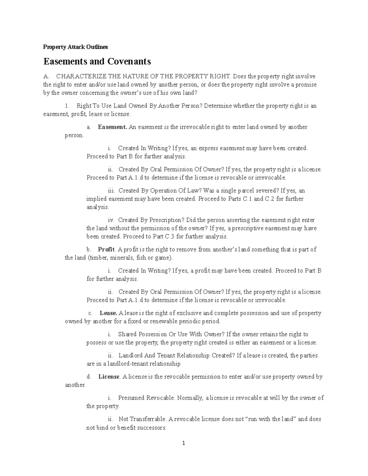Property-Attack-Outline same book - Property Attack Outlines Easements and Covenants A ...